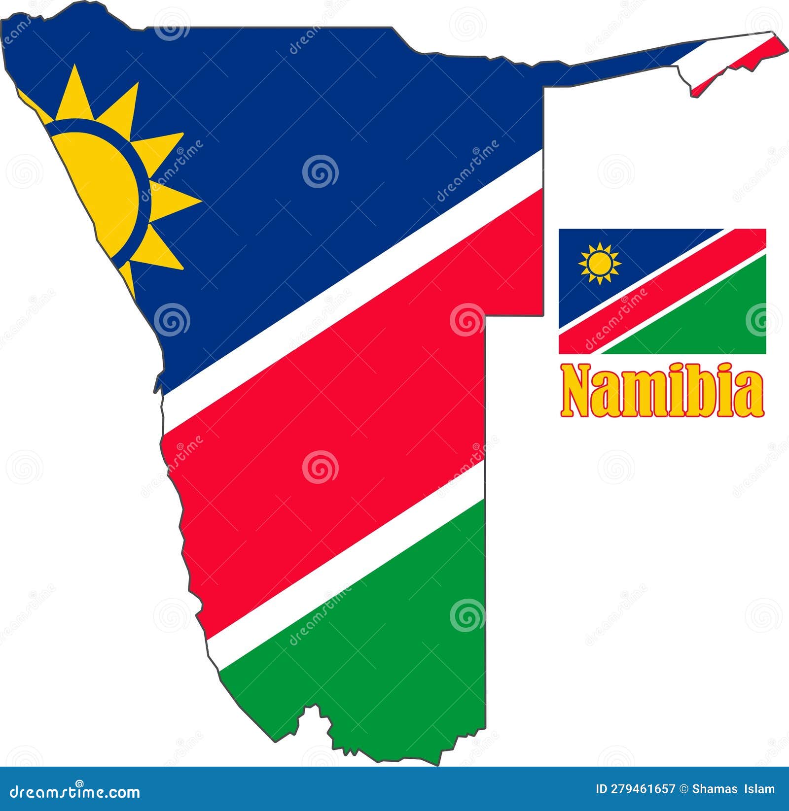 Namibia Map and Flag Illustration Vector Stock Vector - Illustration of ...