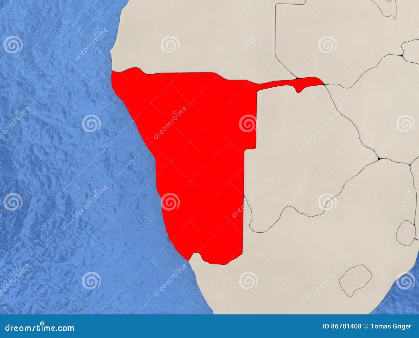Namibia on map stock illustration. Illustration of water - 86701408