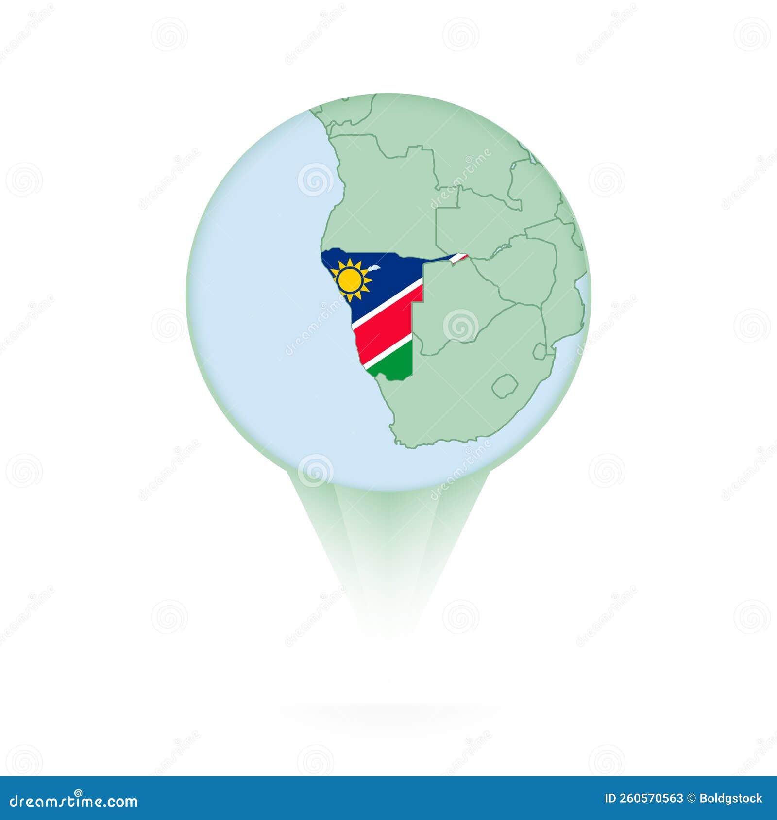 Namibia Map, Stylish Location Icon with Namibia Map and Flag Stock ...