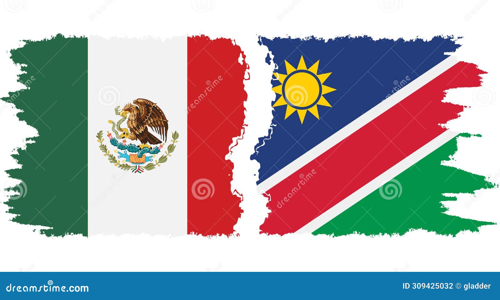 Namibia and Mexico Grunge Flags Connection Vector Stock Illustration ...