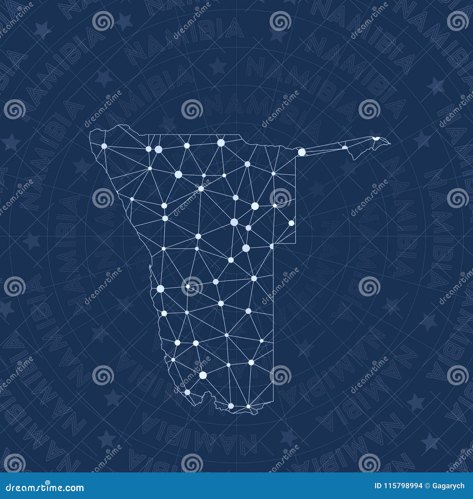 Namibia Network, Constellation Style Country Map. Stock Vector ...