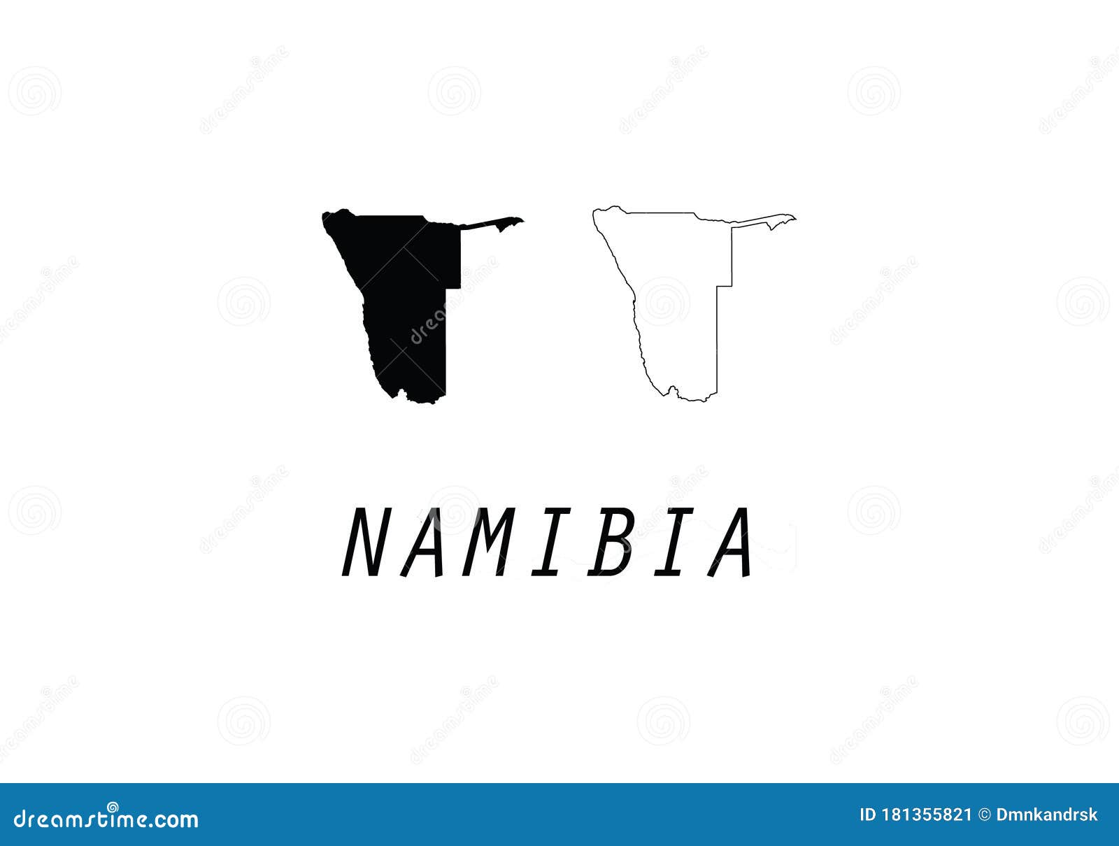 Namibia Outline Map Country Shape Stock Vector - Illustration of ...