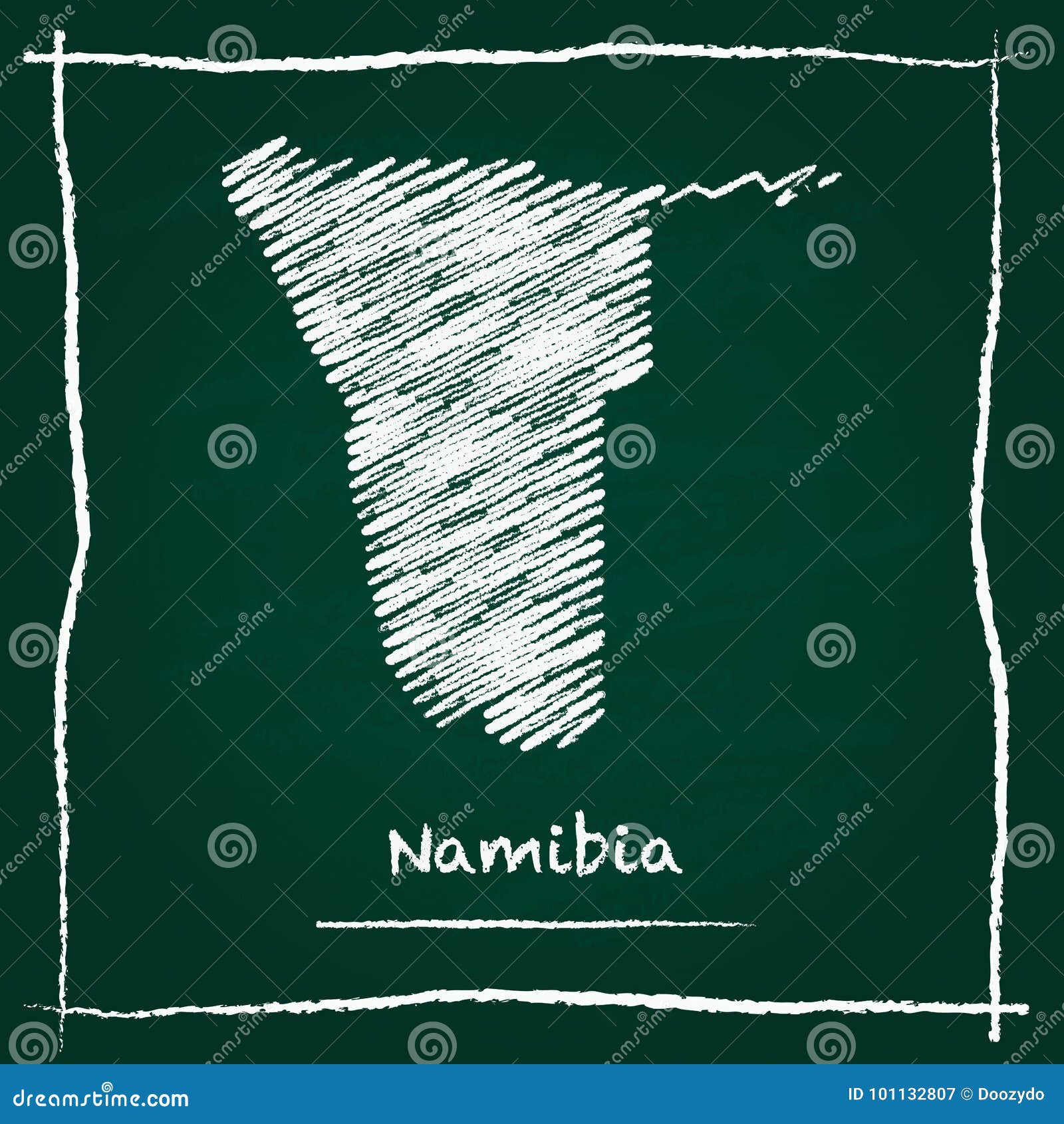 Namibia Outline Vector Map Hand Drawn with Chalk. Stock Vector ...