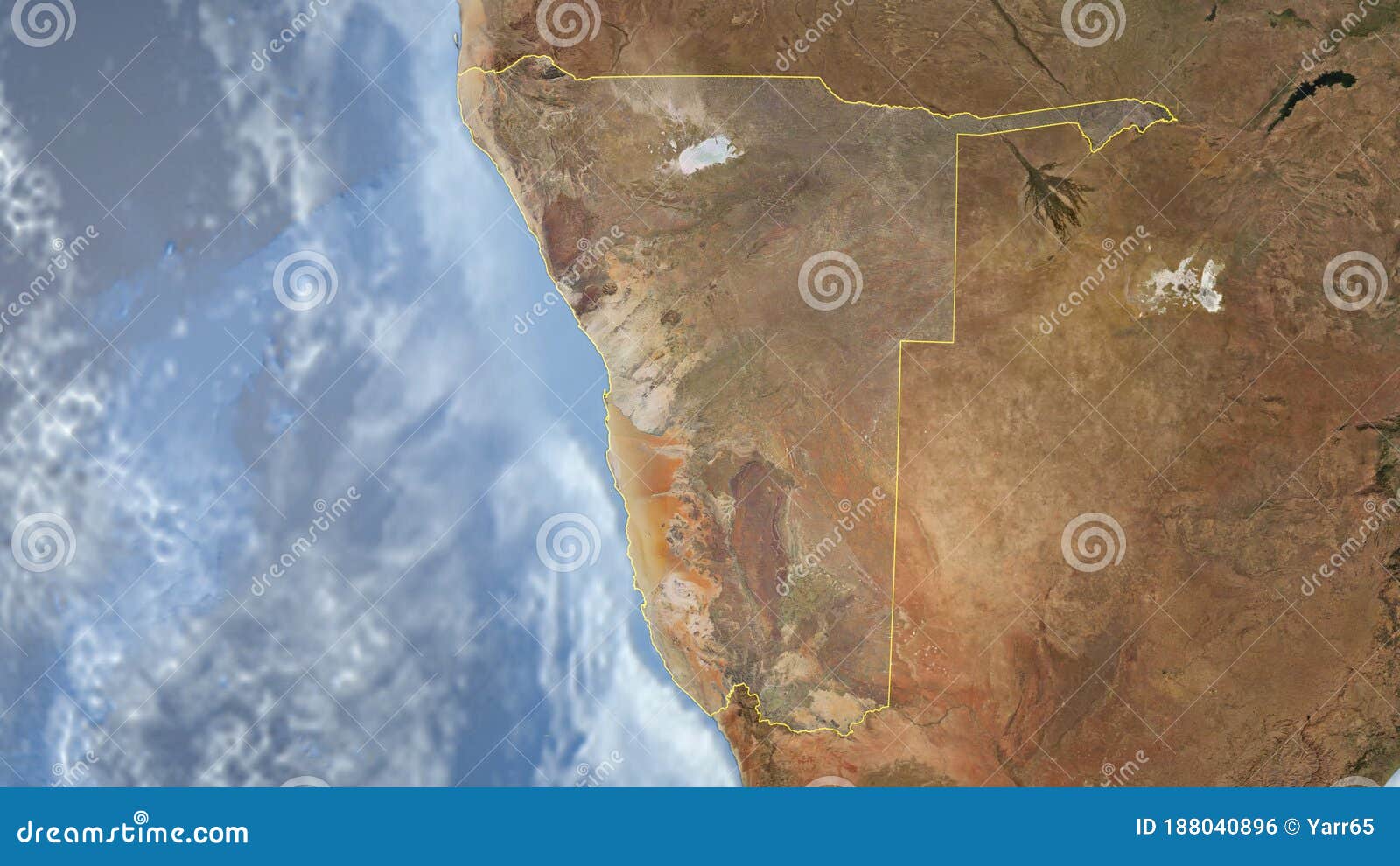 Namibia Outlined - Satellite Stock Illustration - Illustration of land ...