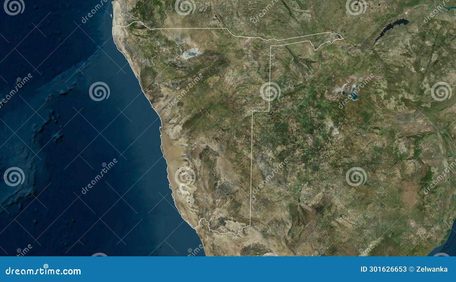 Namibia Outlined. High-res Satellite Stock Illustration - Illustration ...
