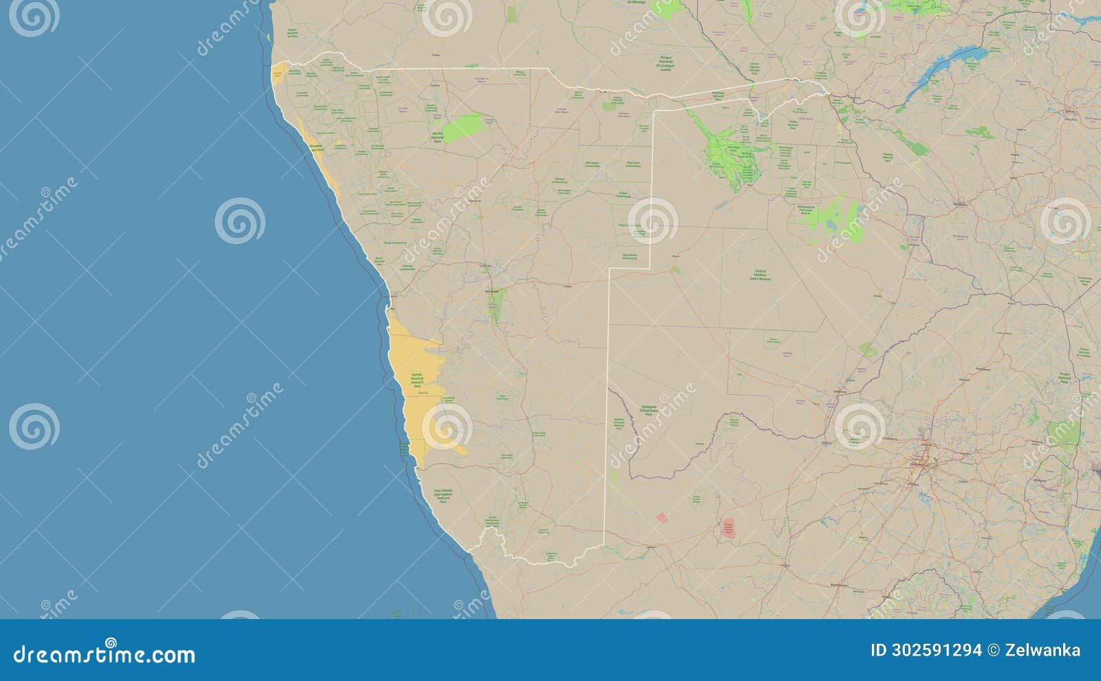 Namibia Outlined. Topo Standard Stock Illustration - Illustration of ...