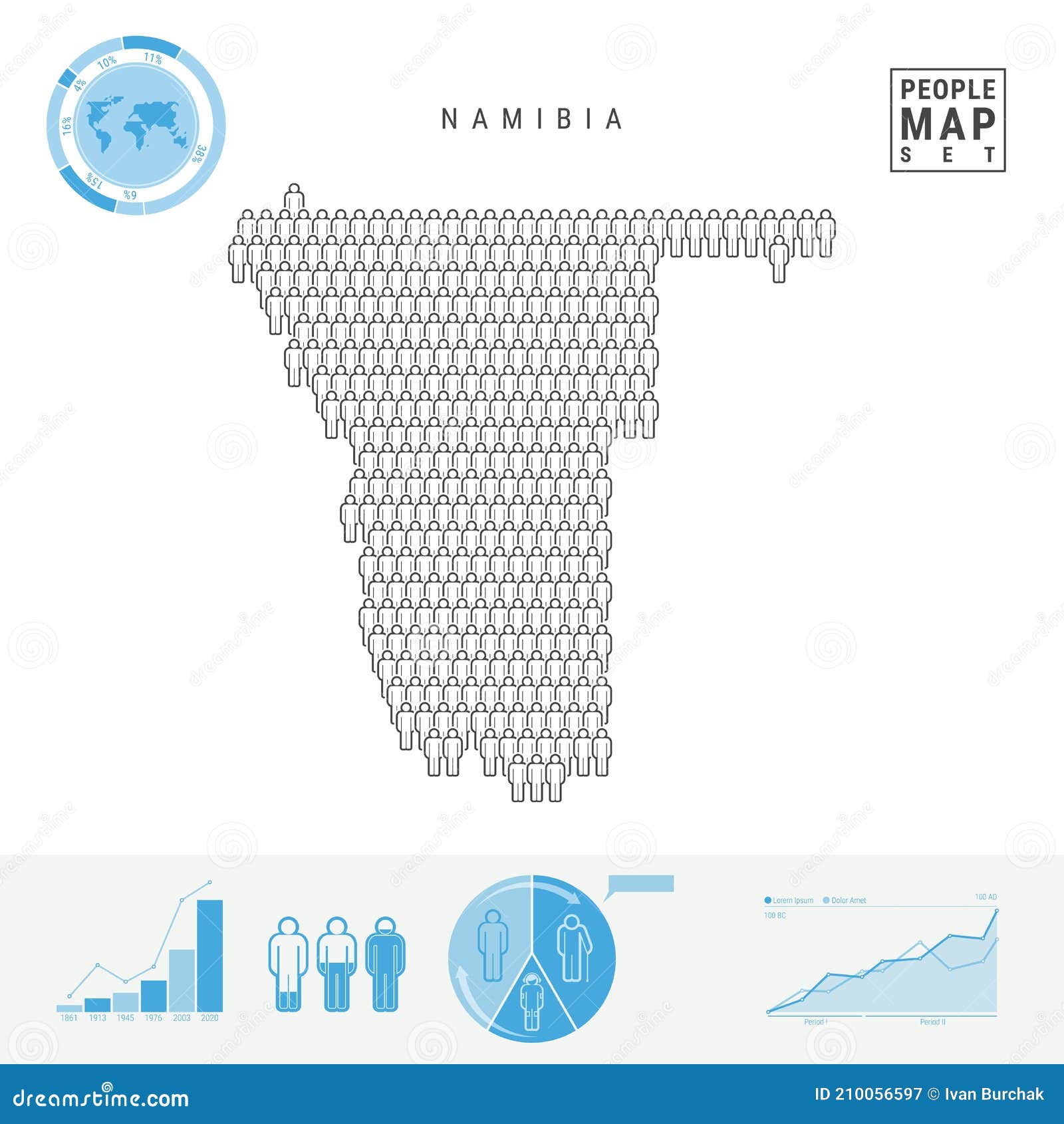 Namibia People Icon Map. Stylized Vector Silhouette Of Namibia ...