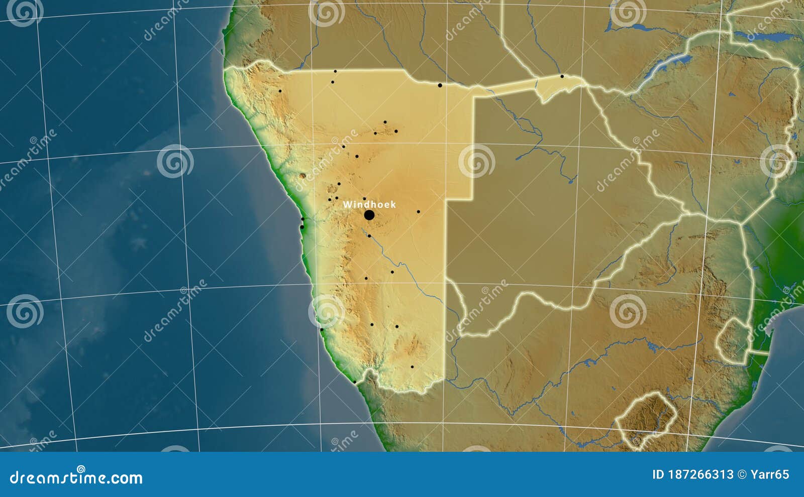 Namibia - Physical. Composition, Borders Stock Illustration ...