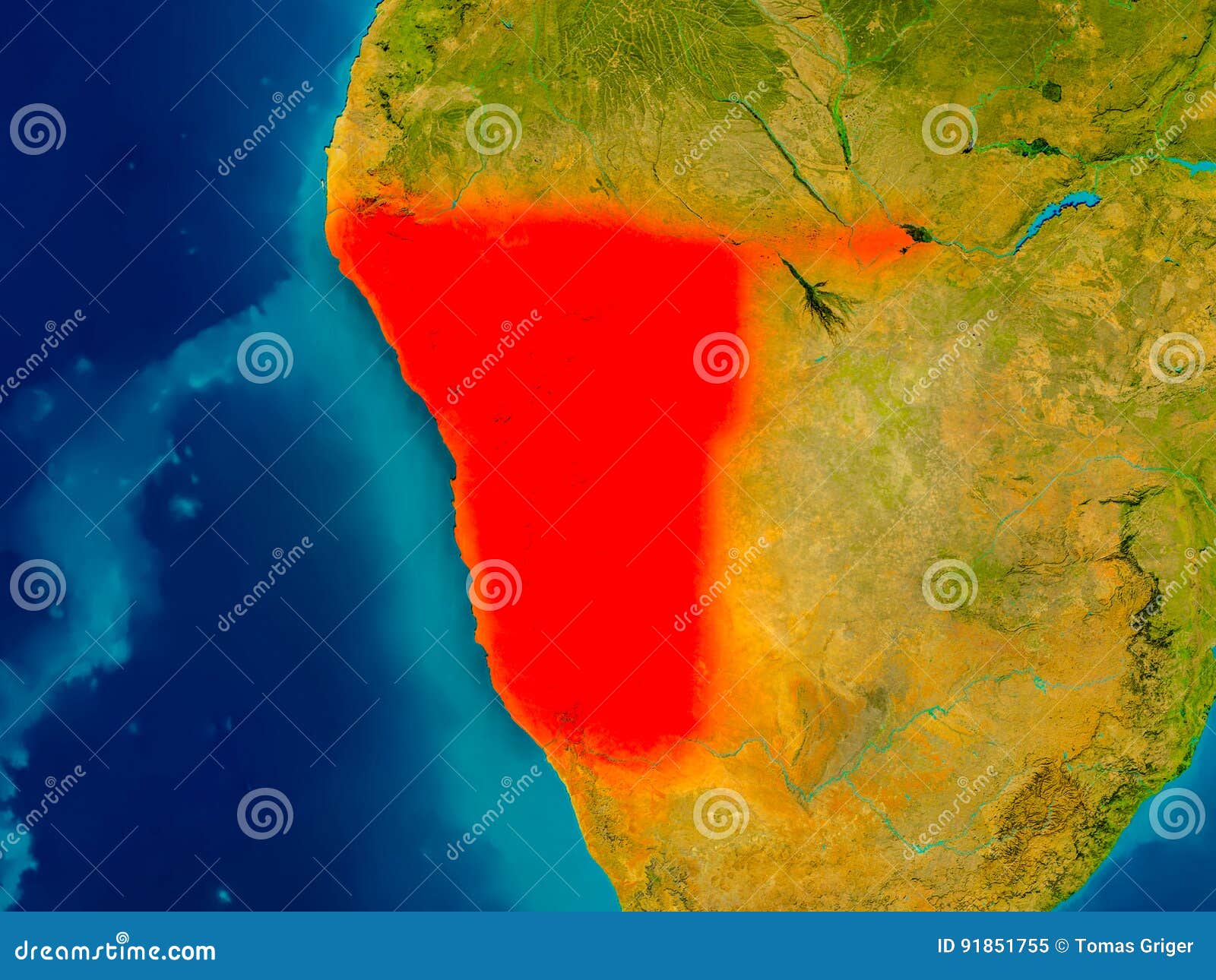 Namibia Physical Map Stock Illustrations – 283 Namibia Physical Map ...