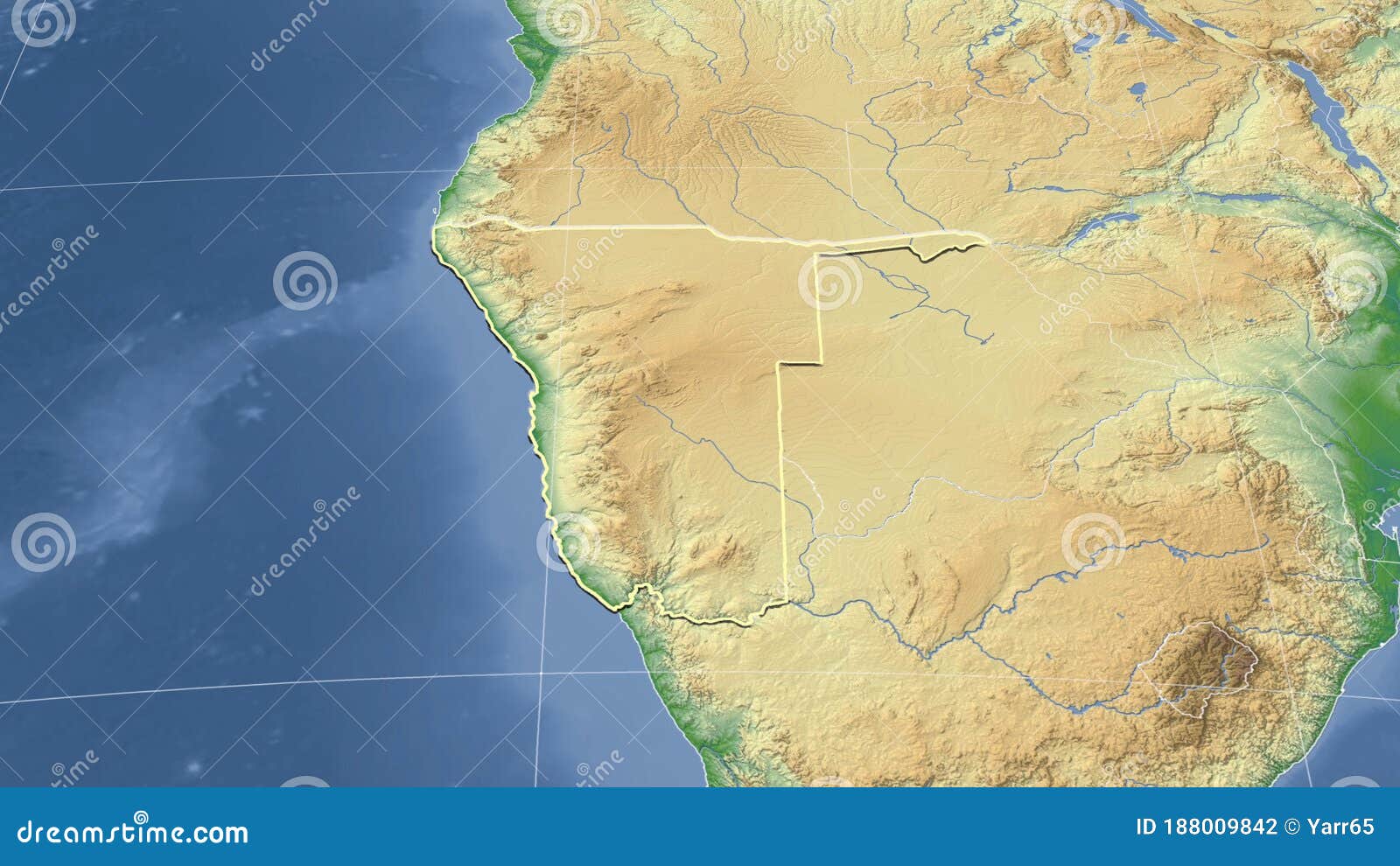 Namibia - Physical. Outline Stock Illustration - Illustration of ...