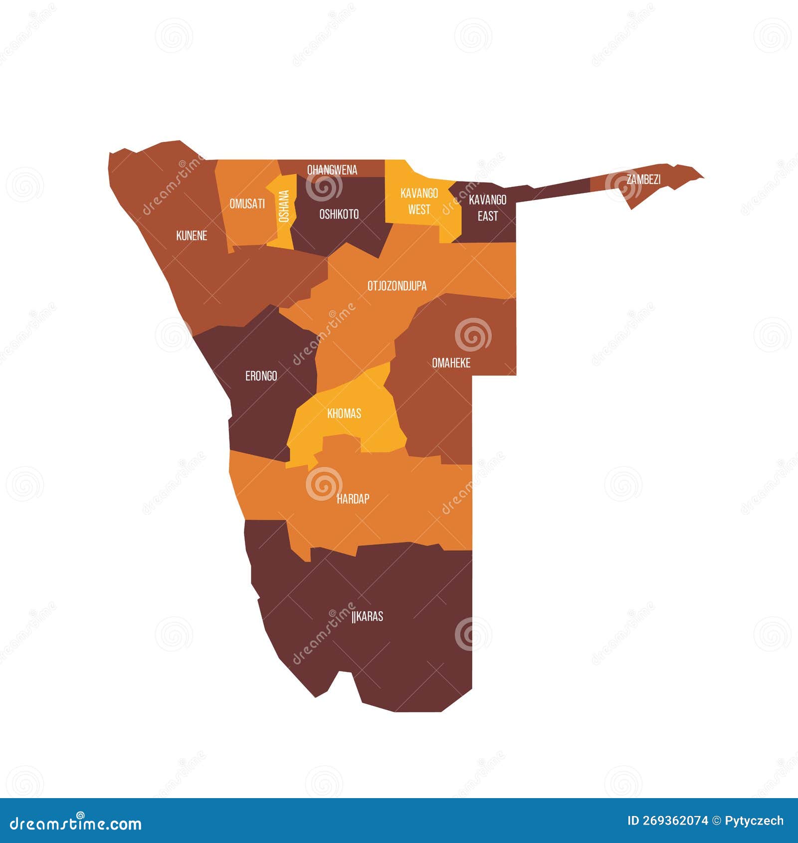 Namibia Political Map Of Administrative Divisions Royalty-Free Stock ...
