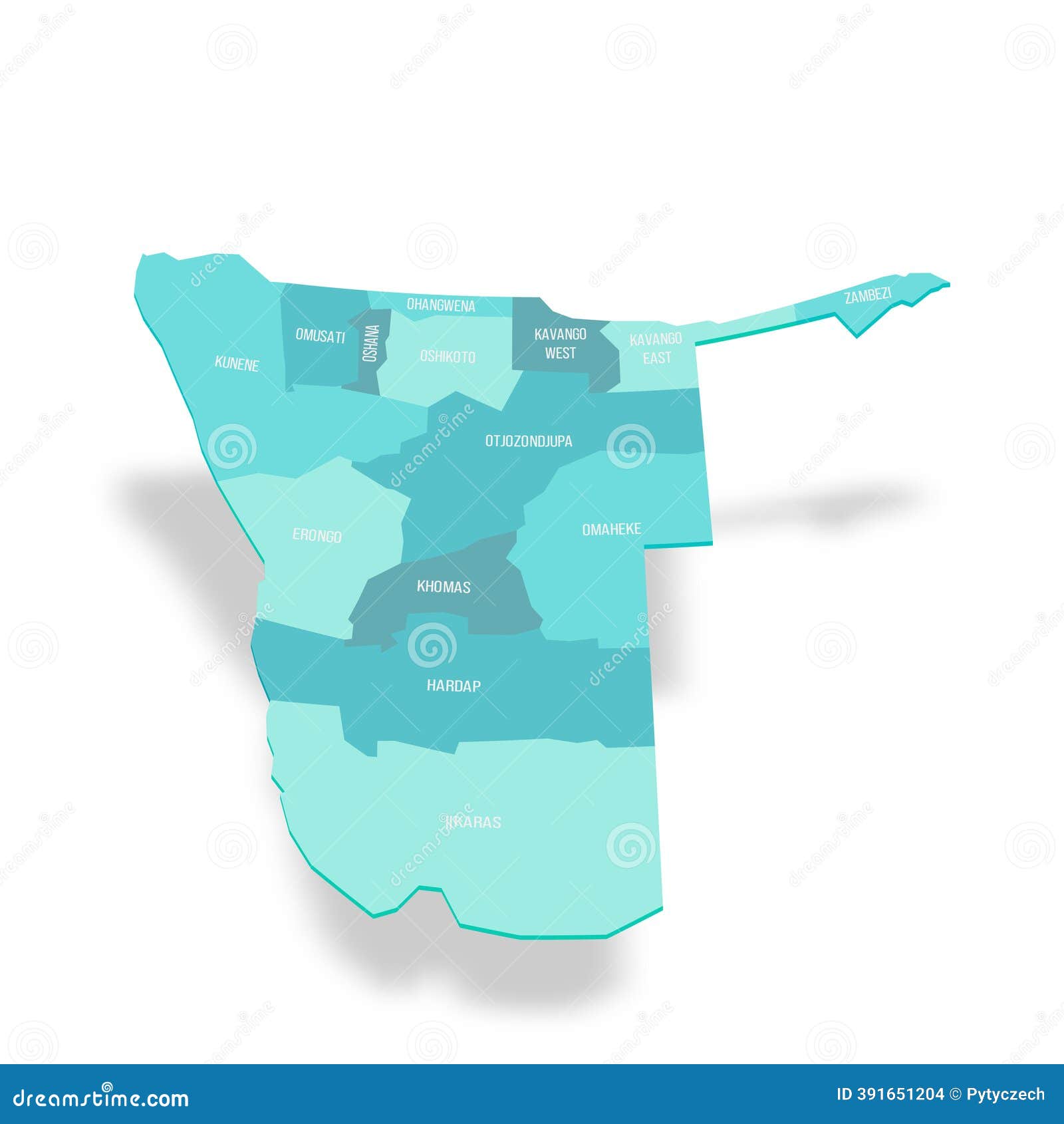 Namibia Political Map Of Administrative Divisions Cartoon Vector ...