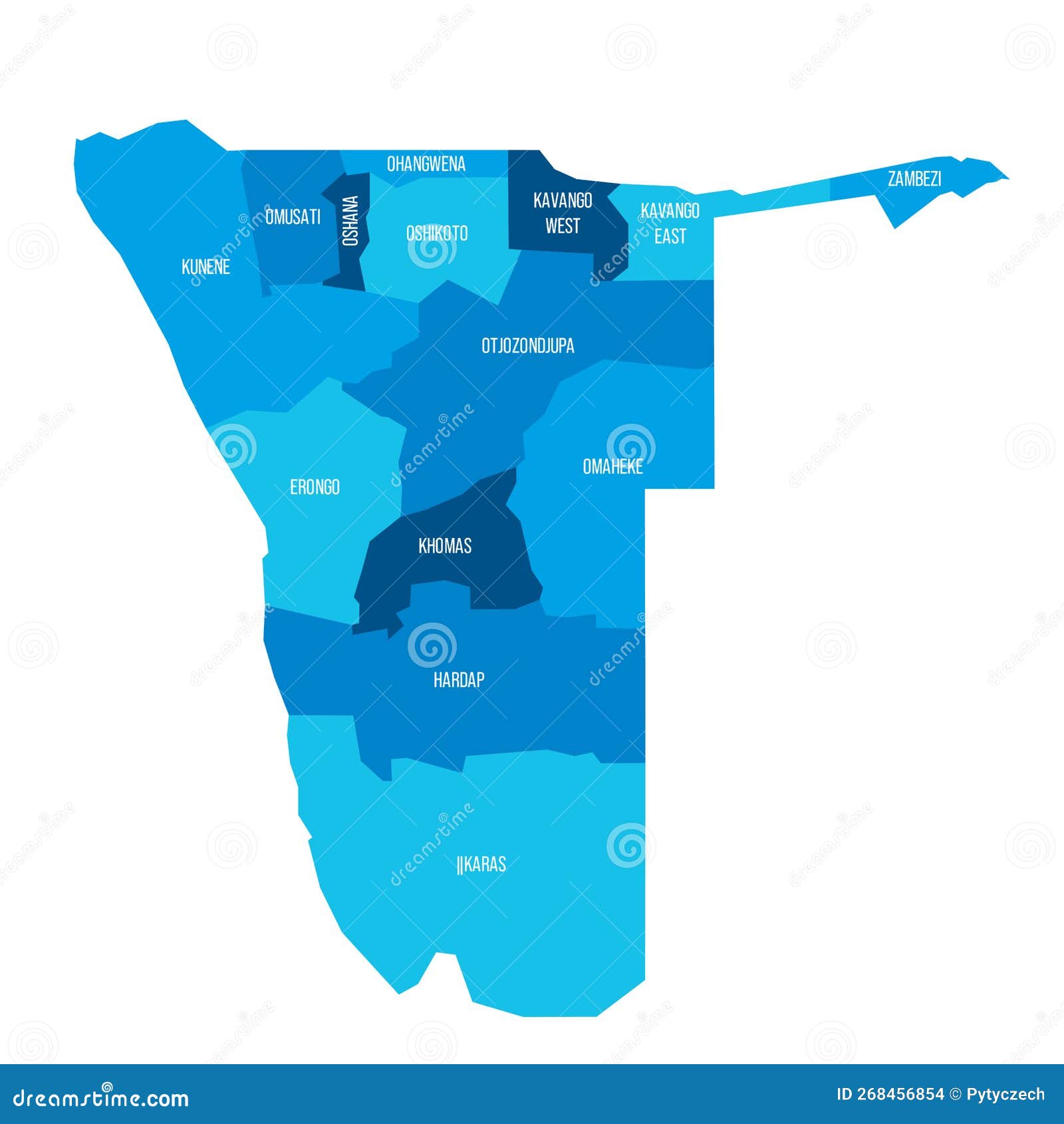 Namibia Political Map of Administrative Divisions Stock Vector ...
