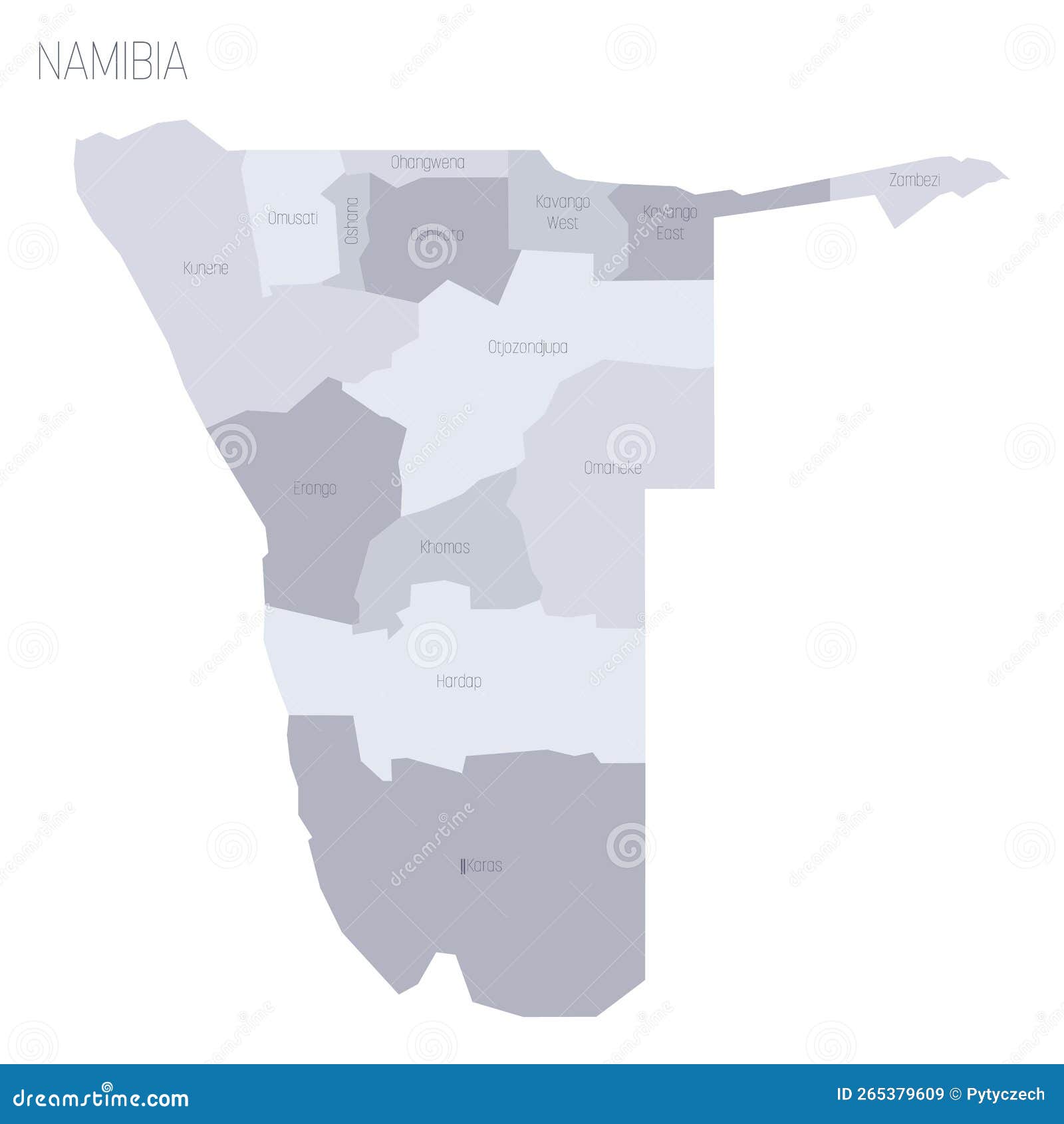Namibia Political Map of Administrative Divisions Stock Vector ...