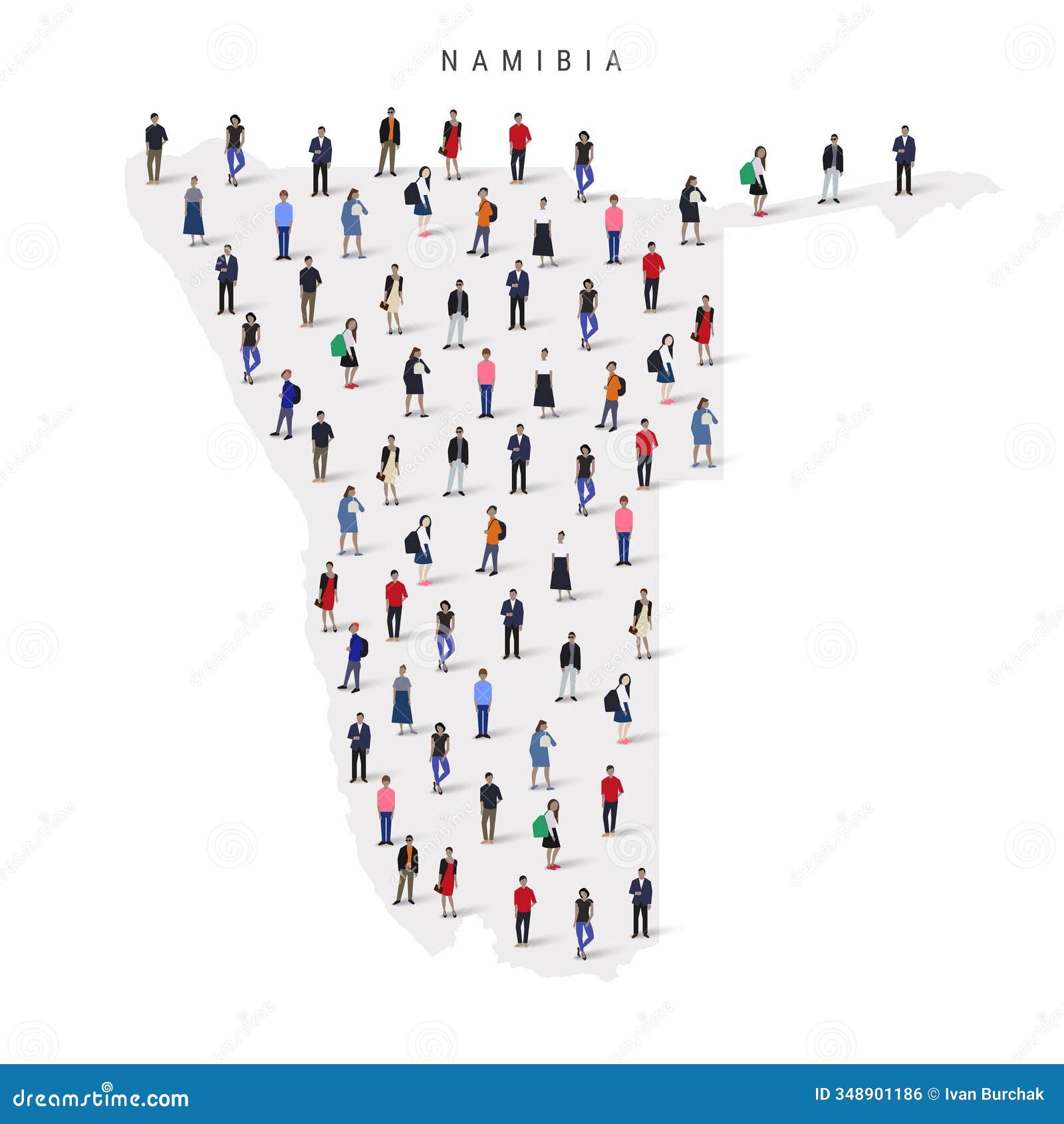 Namibia Population Map. Large Group of People in a Shape of Namibian ...
