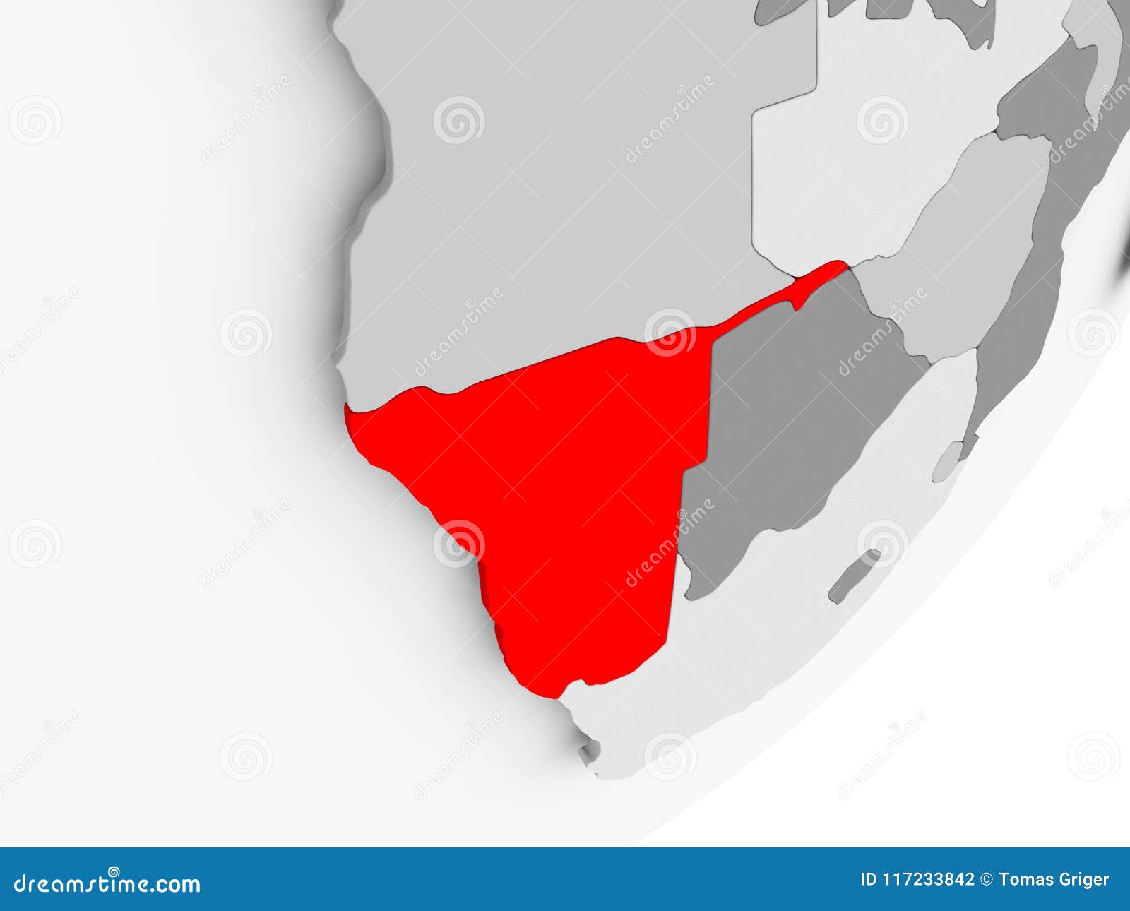 Namibia in red on grey map stock illustration. Illustration of symbol ...