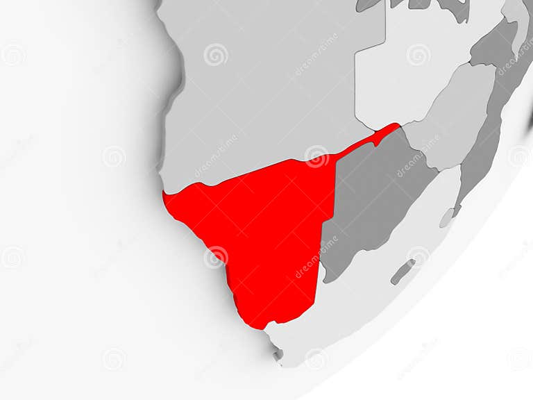 Namibia in red on grey map stock illustration. Illustration of symbol ...