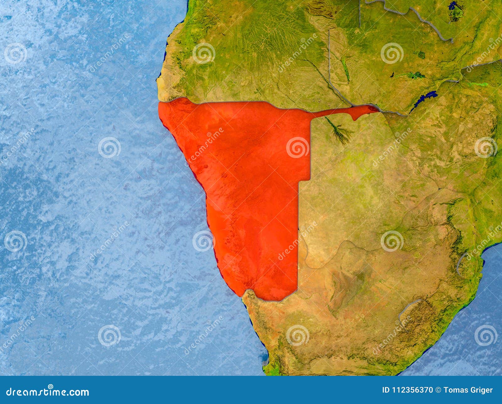Map of Namibia stock illustration. Illustration of highlighted - 112356370
