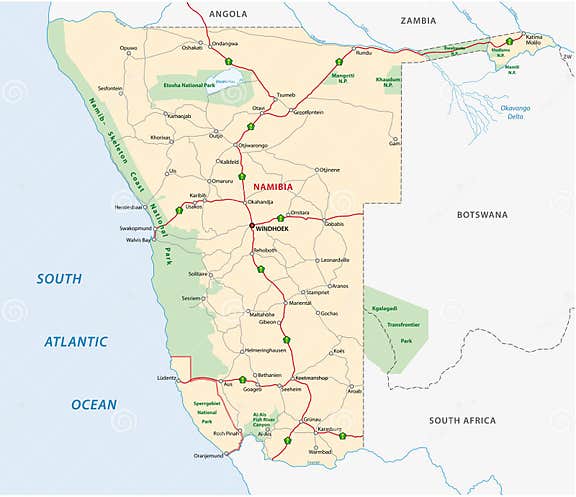 Namibia road map stock vector. Illustration of namibia - 47477849