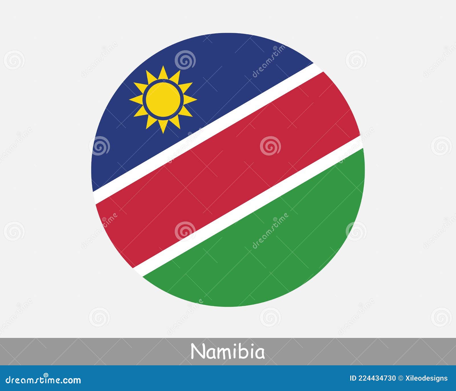 Namibia Round Circle Flag. Namibian Circular Button Banner Icon Stock ...