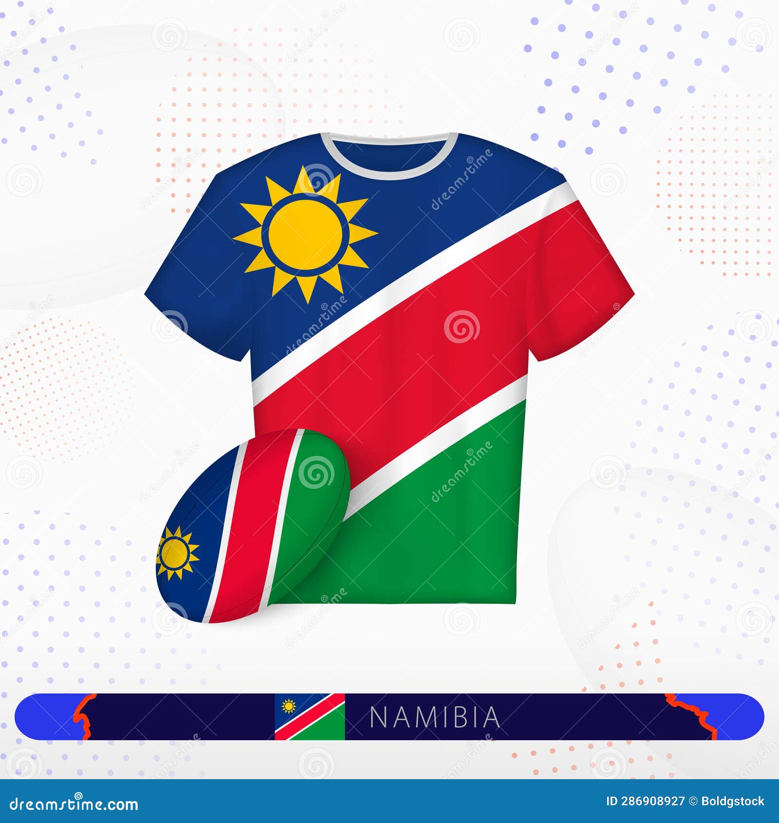 Namibia Rugby Jersey with Rugby Ball of Namibia on Abstract Sport ...
