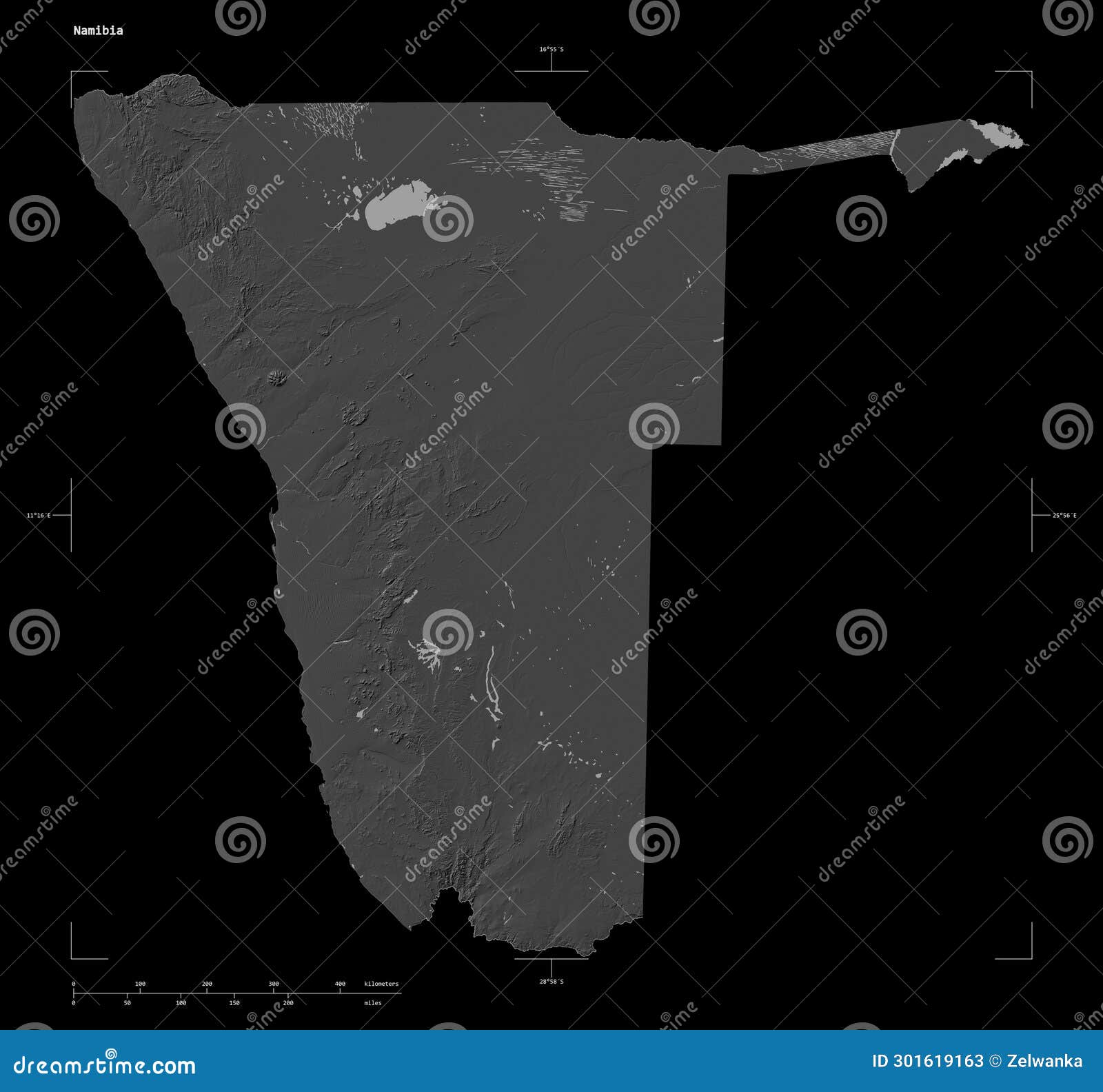 Namibia Shape on Black. Bilevel Stock Illustration - Illustration of ...