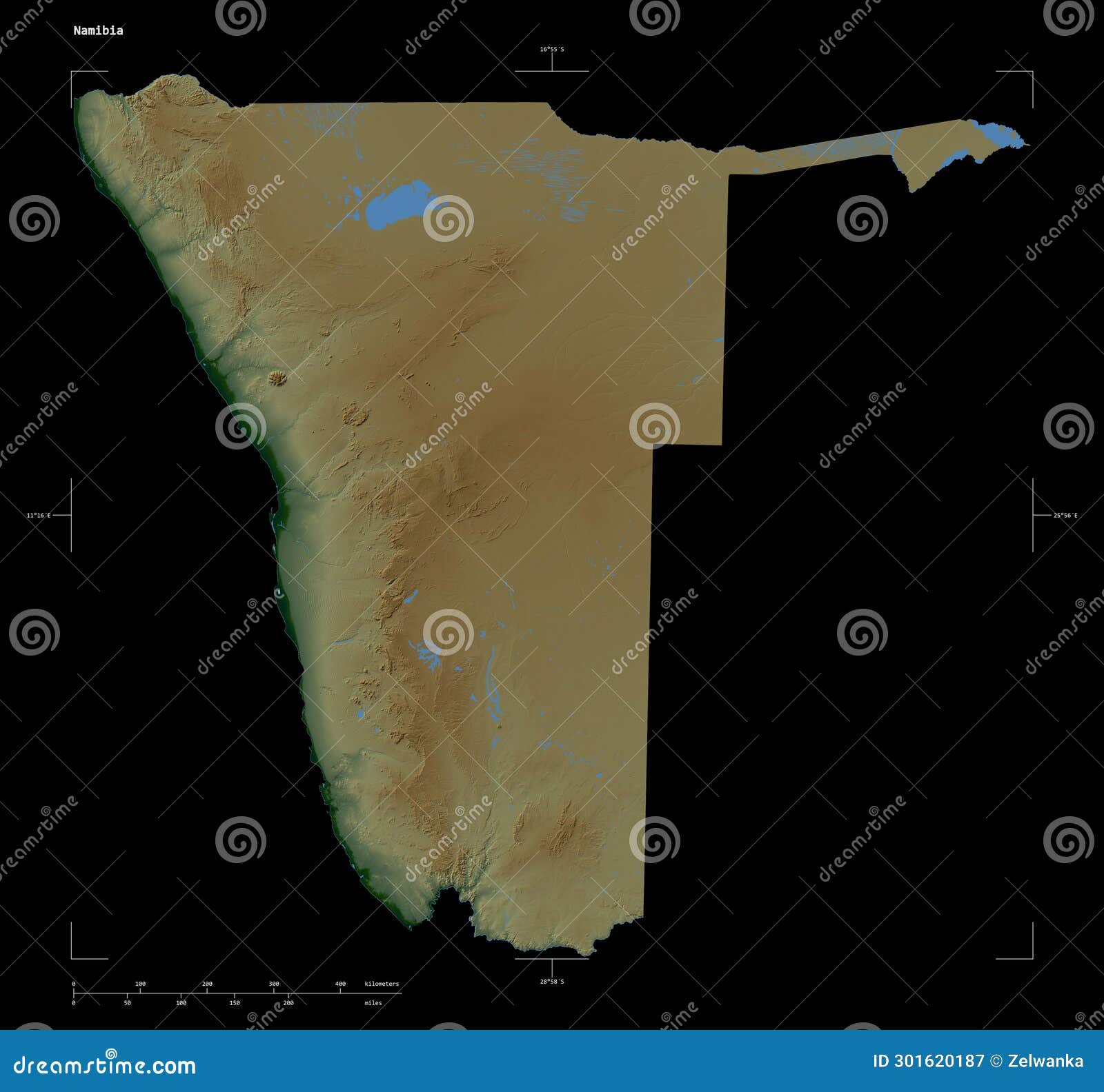 Namibia Shape on Black. Physical Stock Illustration - Illustration of ...