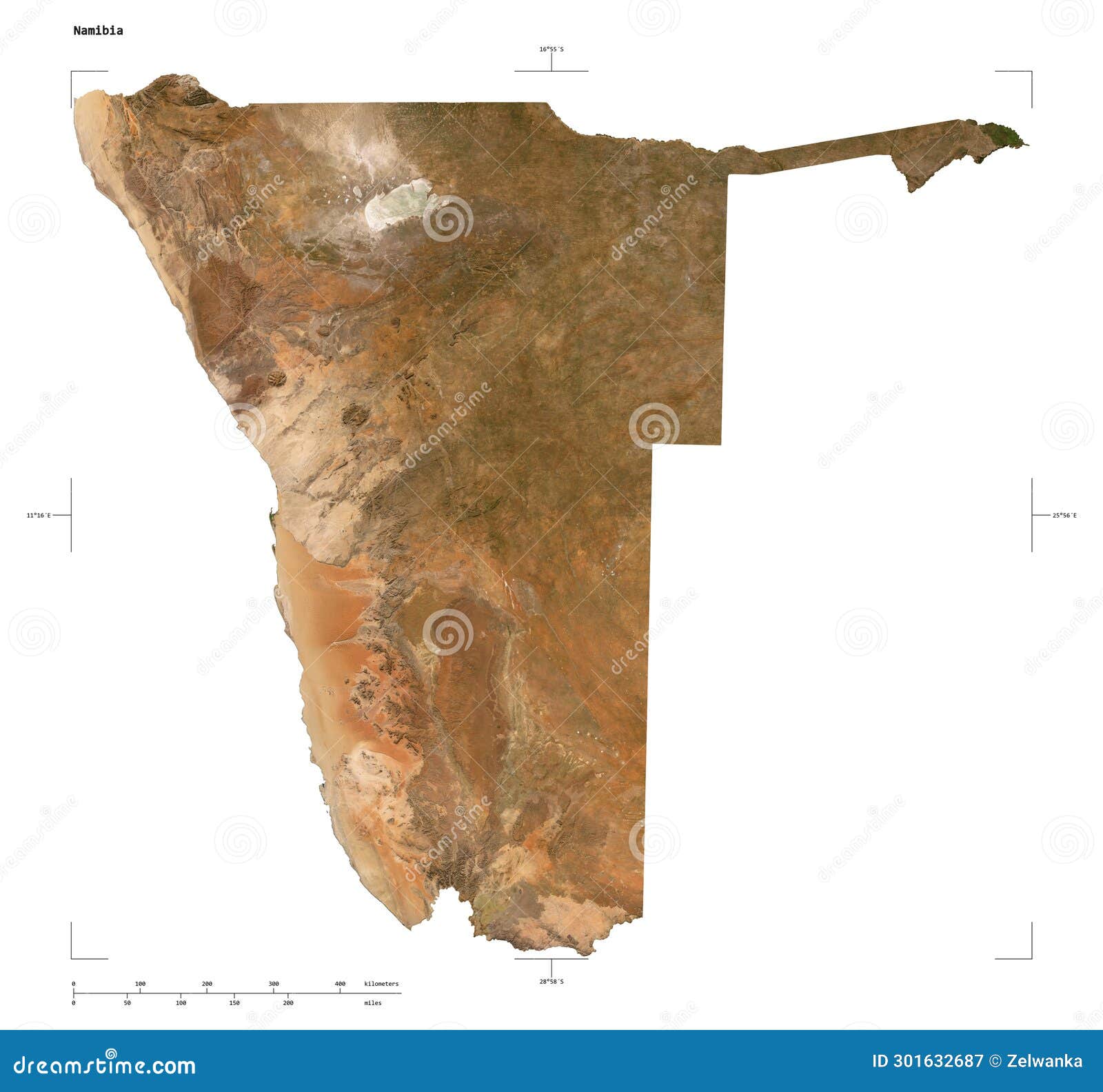 Namibia Shape on White. Low-res Satellite Stock Illustration ...