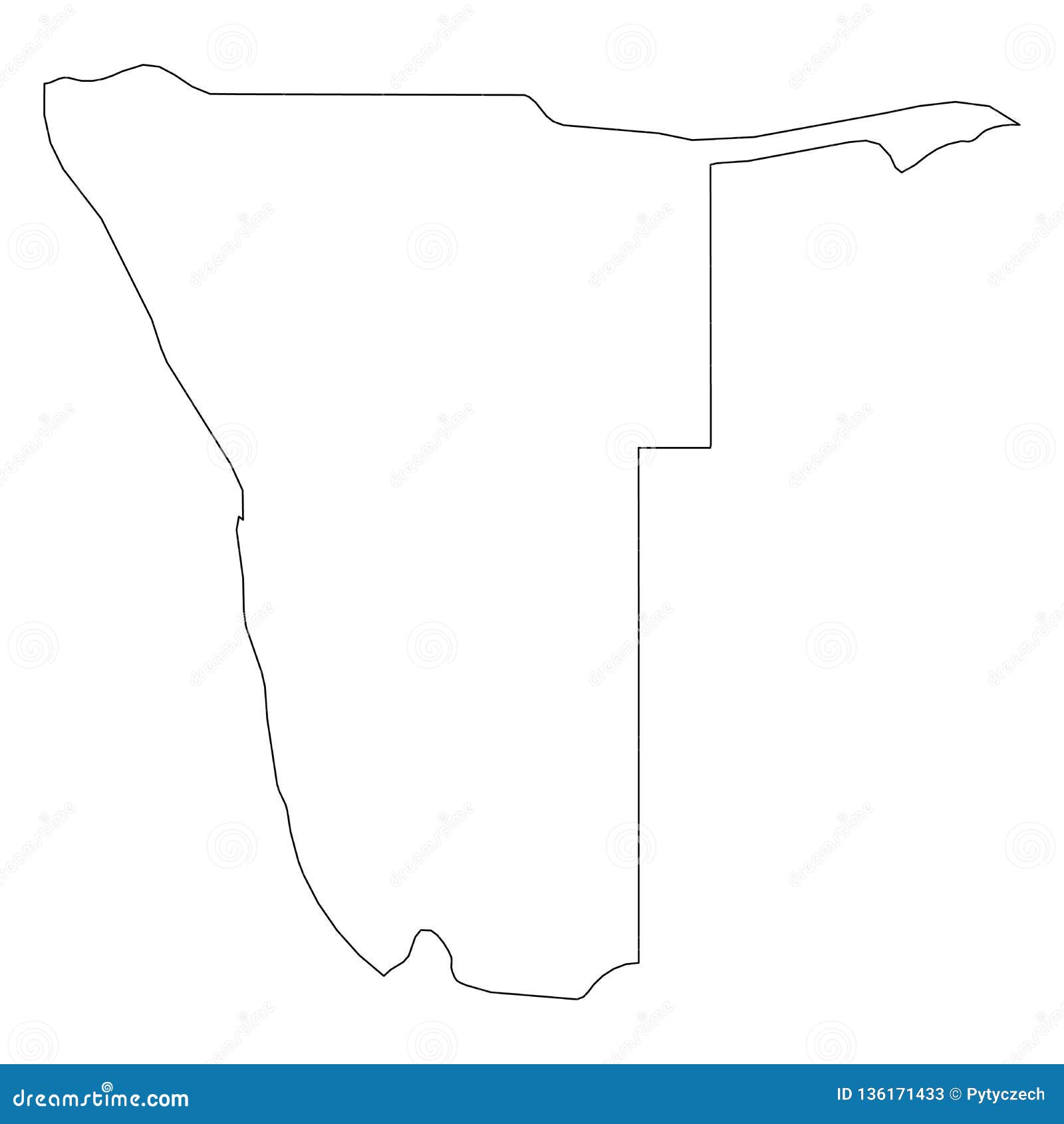 Namibia - Solid Black Outline Border Map of Country Area. Simple Flat ...