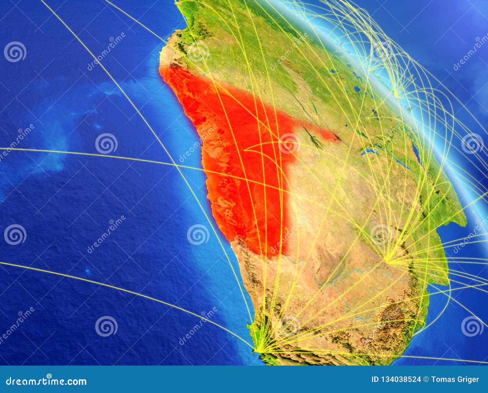 Namibia from Space with Network Stock Illustration - Illustration of ...