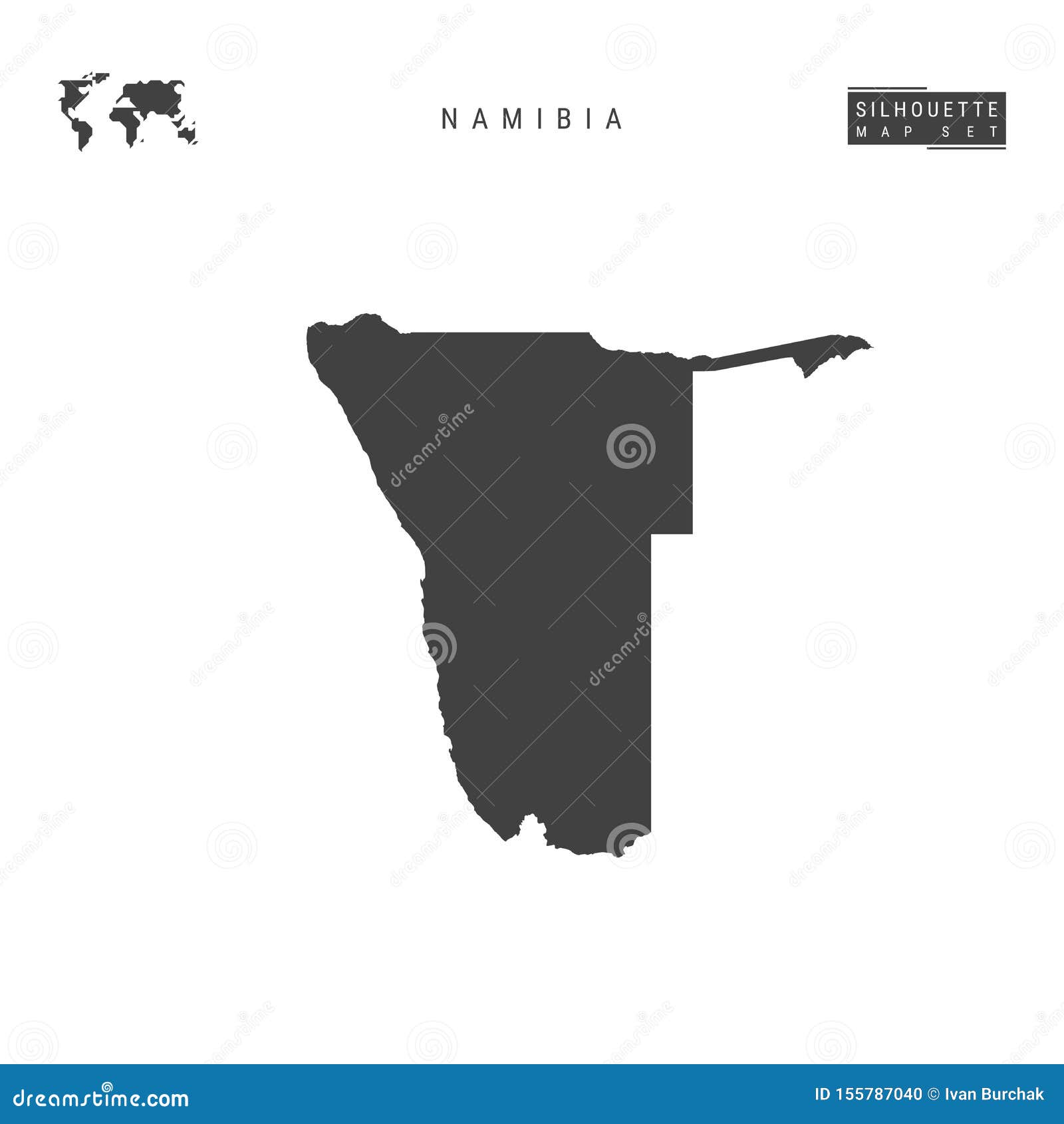 Namibia Vector Map Isolated on White Background. High-Detailed Black ...