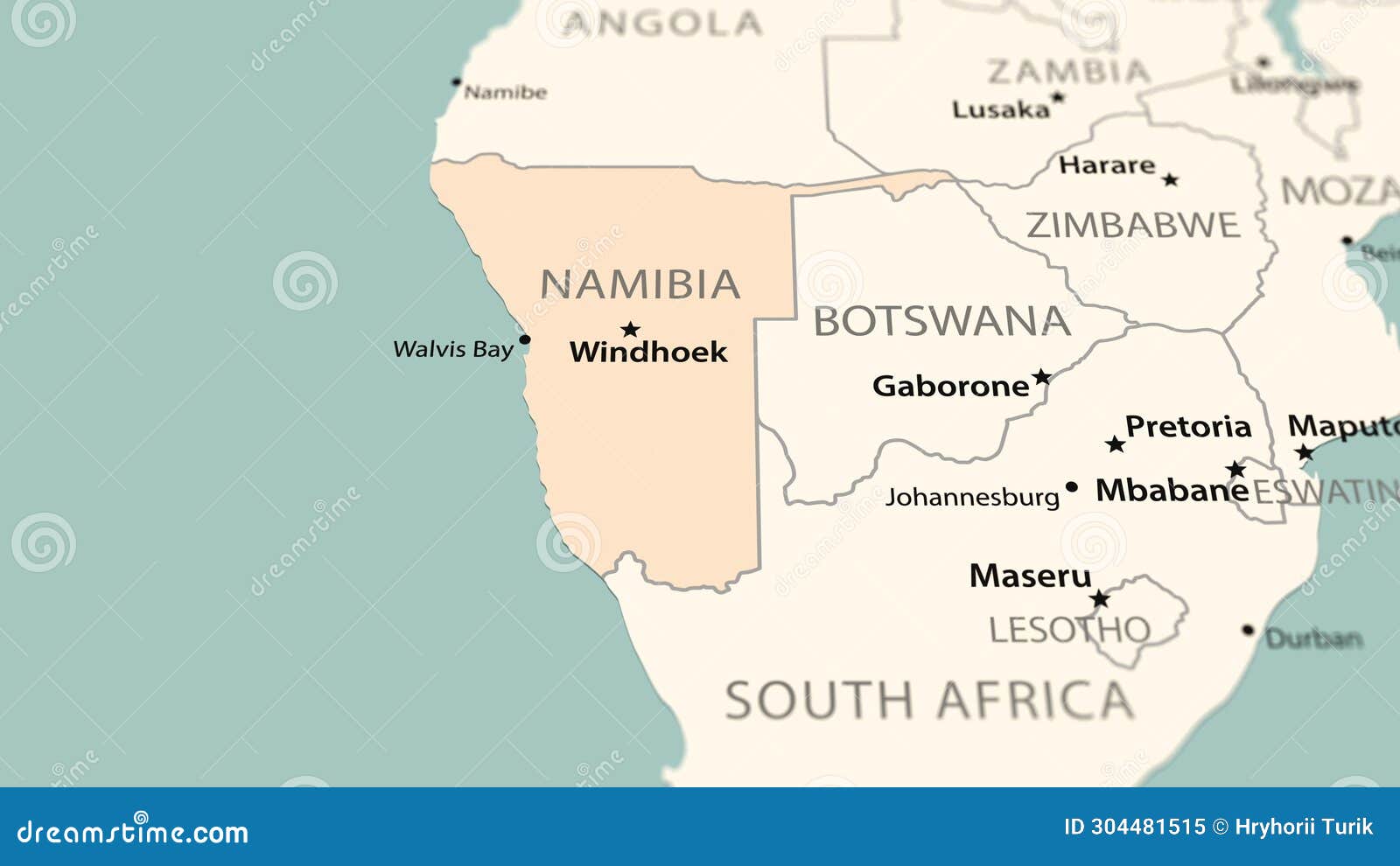 Namibia on the world map stock image. Image of destinations - 304481515