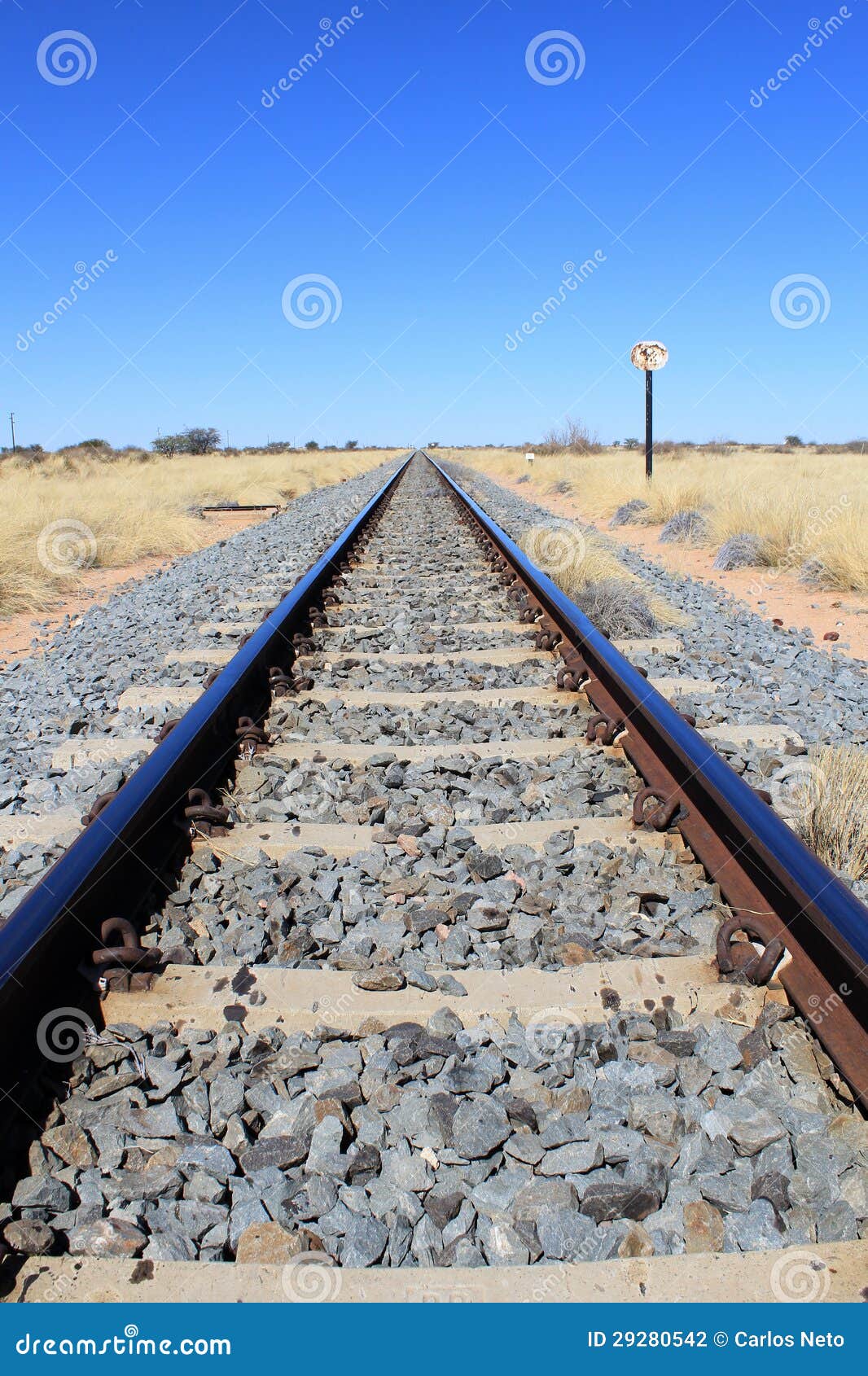 Namibian Desert Railway Line Perspective Stock Photo - Image of desert ...