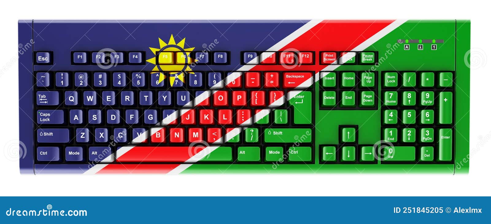Namibian Flag Painted on Computer Keyboard. 3D Rendering Stock ...