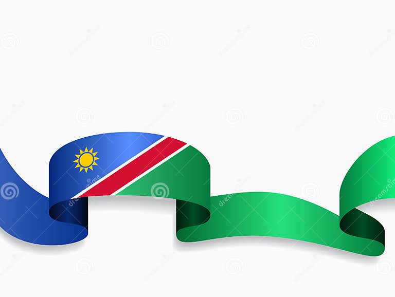 Namibian Flag Wavy Abstract Background Vector Illustration Stock