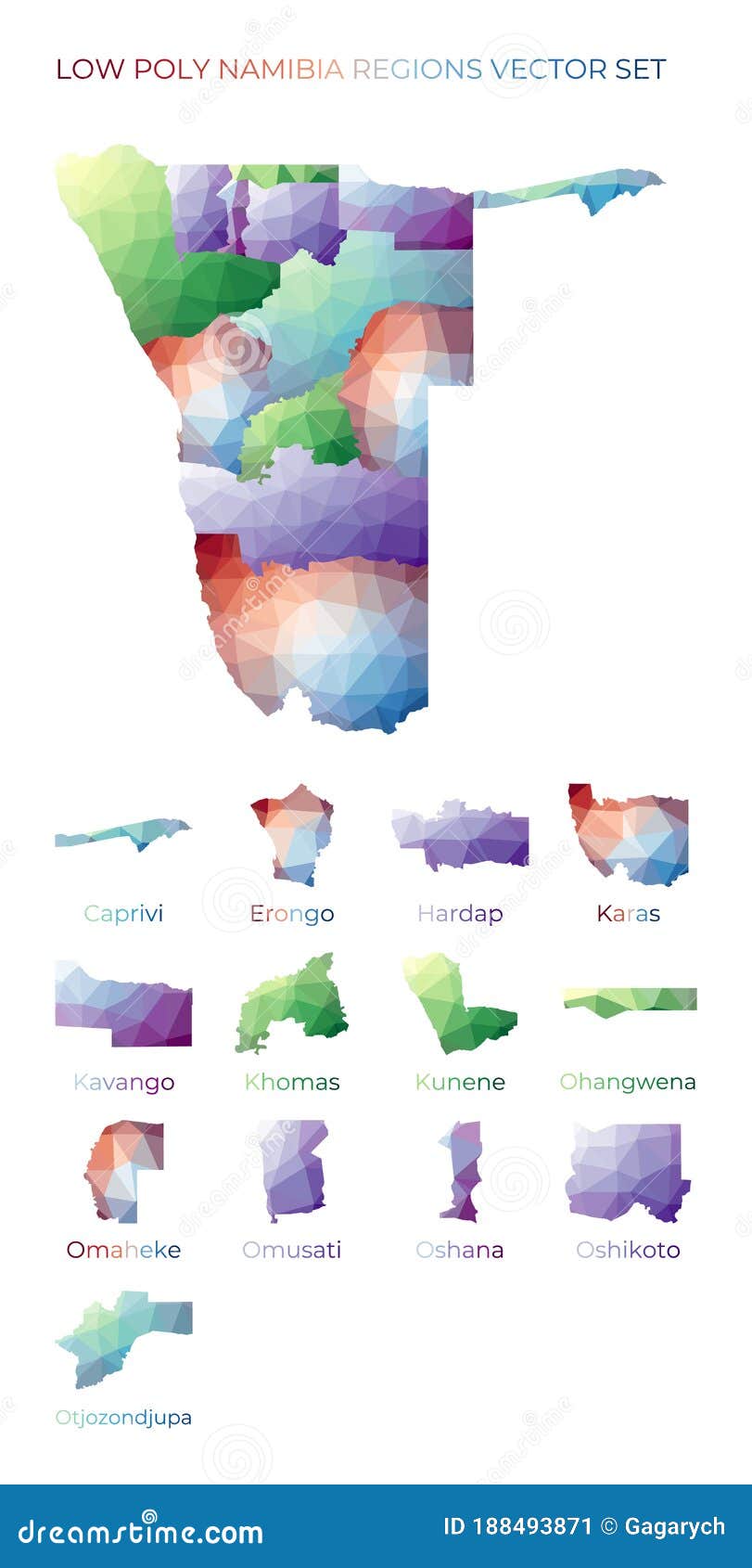 Namibian Low Poly Regions. Cartoon Vector | CartoonDealer.com #188493871