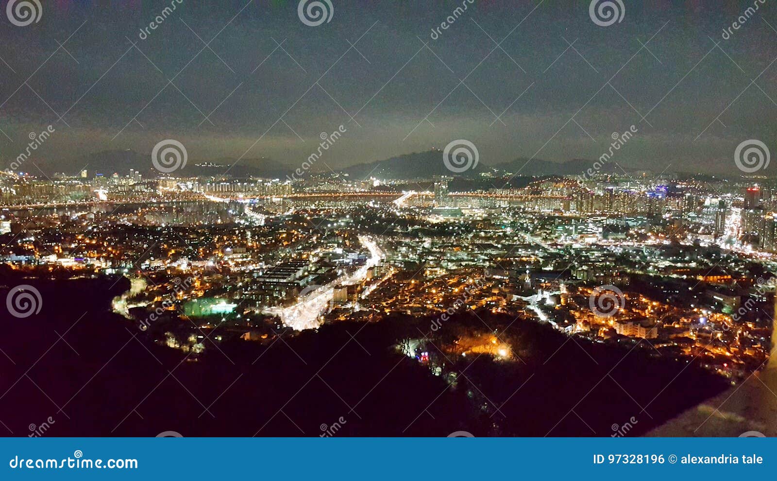 Namsan Tower city view stock photo. Image of lights, illumination ...