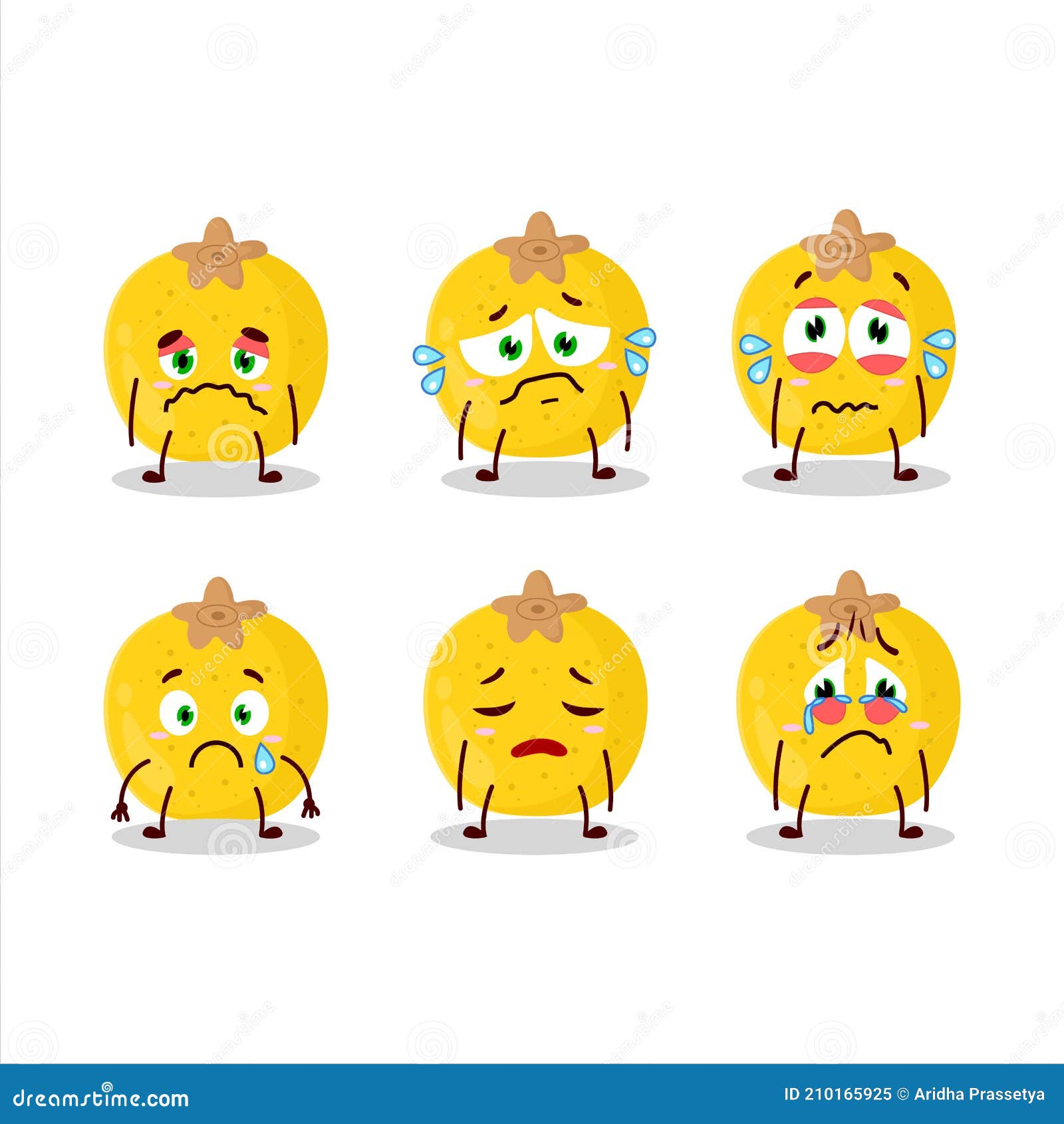 Nance Fruit Cartoon Character with Sad Expression Stock Vector ...