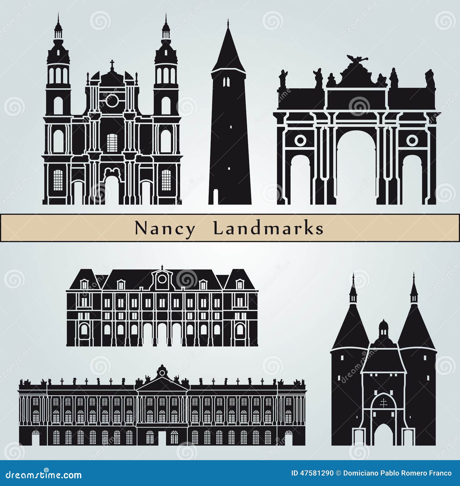 Nancy Landmarks and Monuments Stock Vector - Illustration of nancy ...