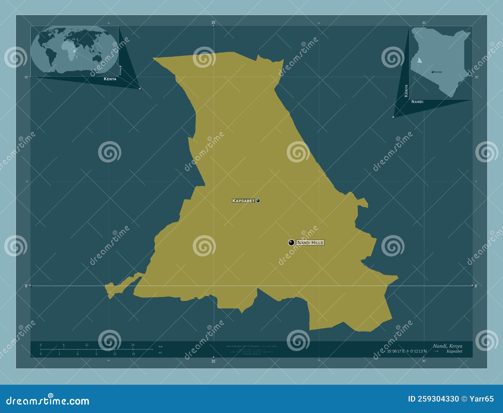 Nandi, Kenya. Solid. Labelled Points of Cities Stock Illustration ...