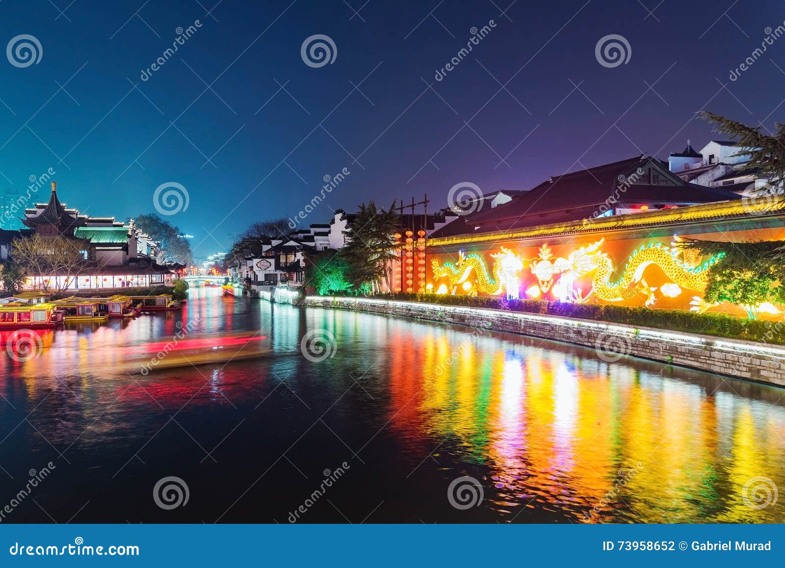 Nanjing Downtown Ancient Town Stock Photo - Image of buildings, river ...