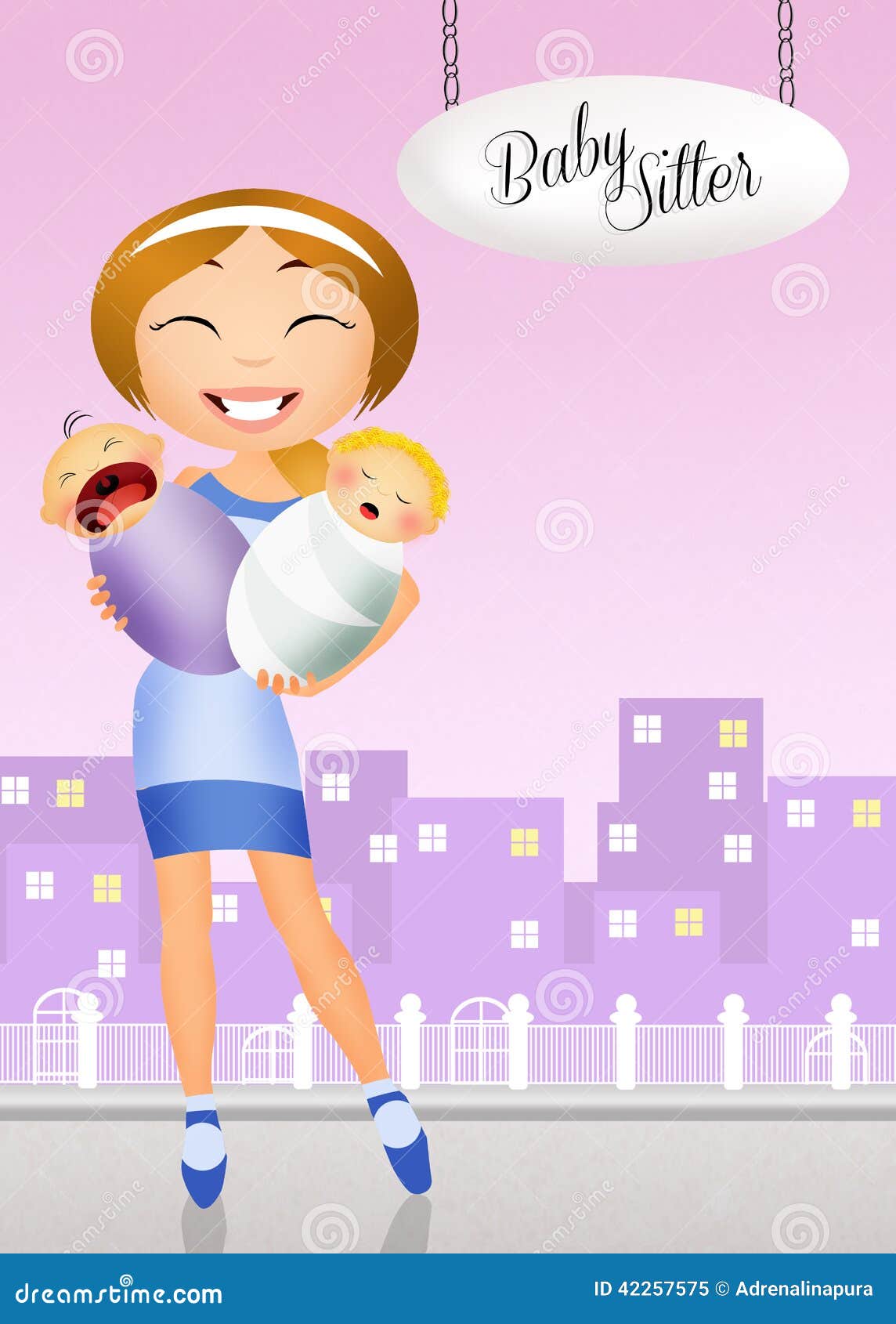 Nanny with baby stock illustration. Illustration of baby - 42257575