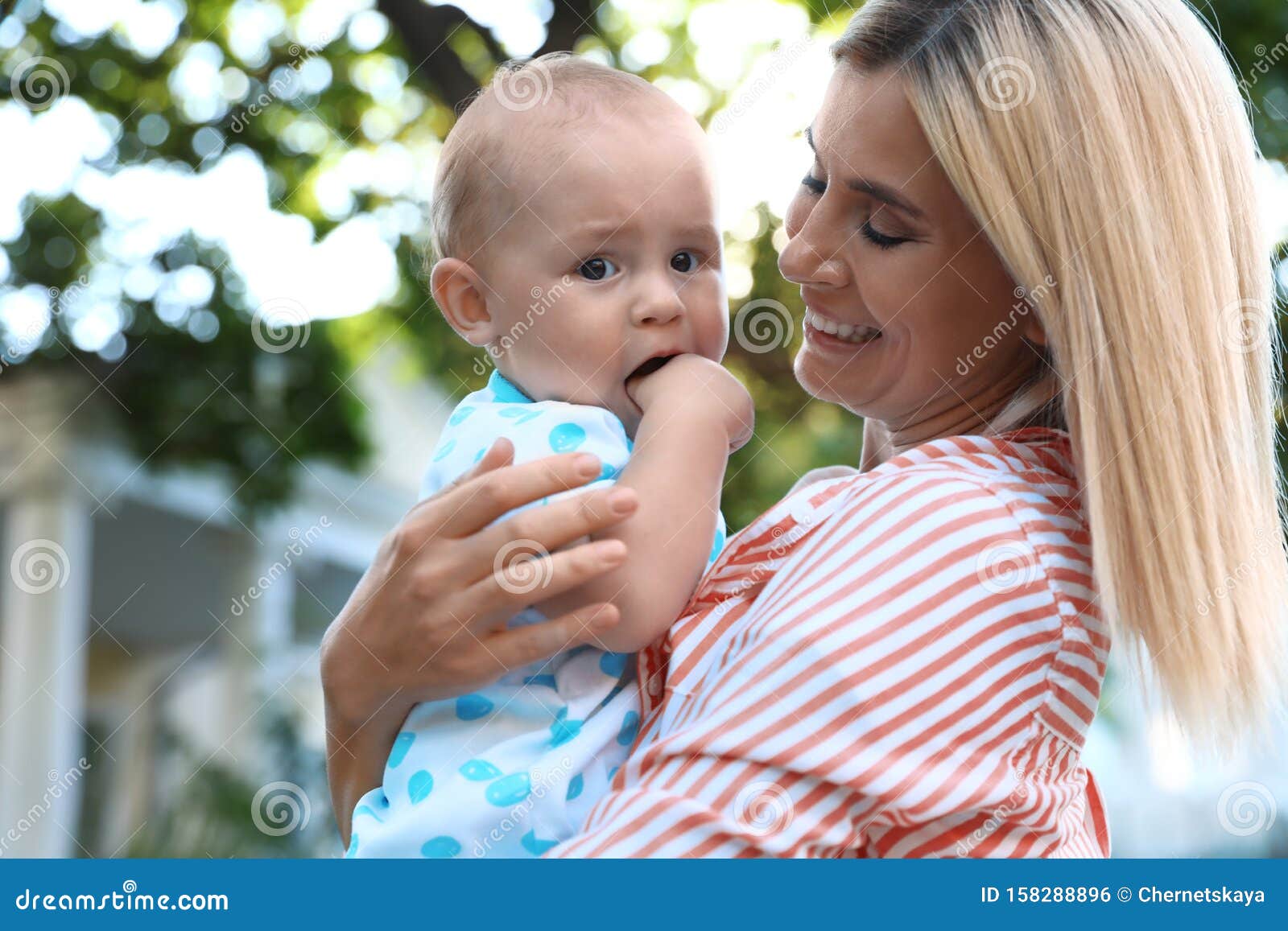 Nanny with Cute Baby on Sunny Day Stock Photo - Image of care, female ...