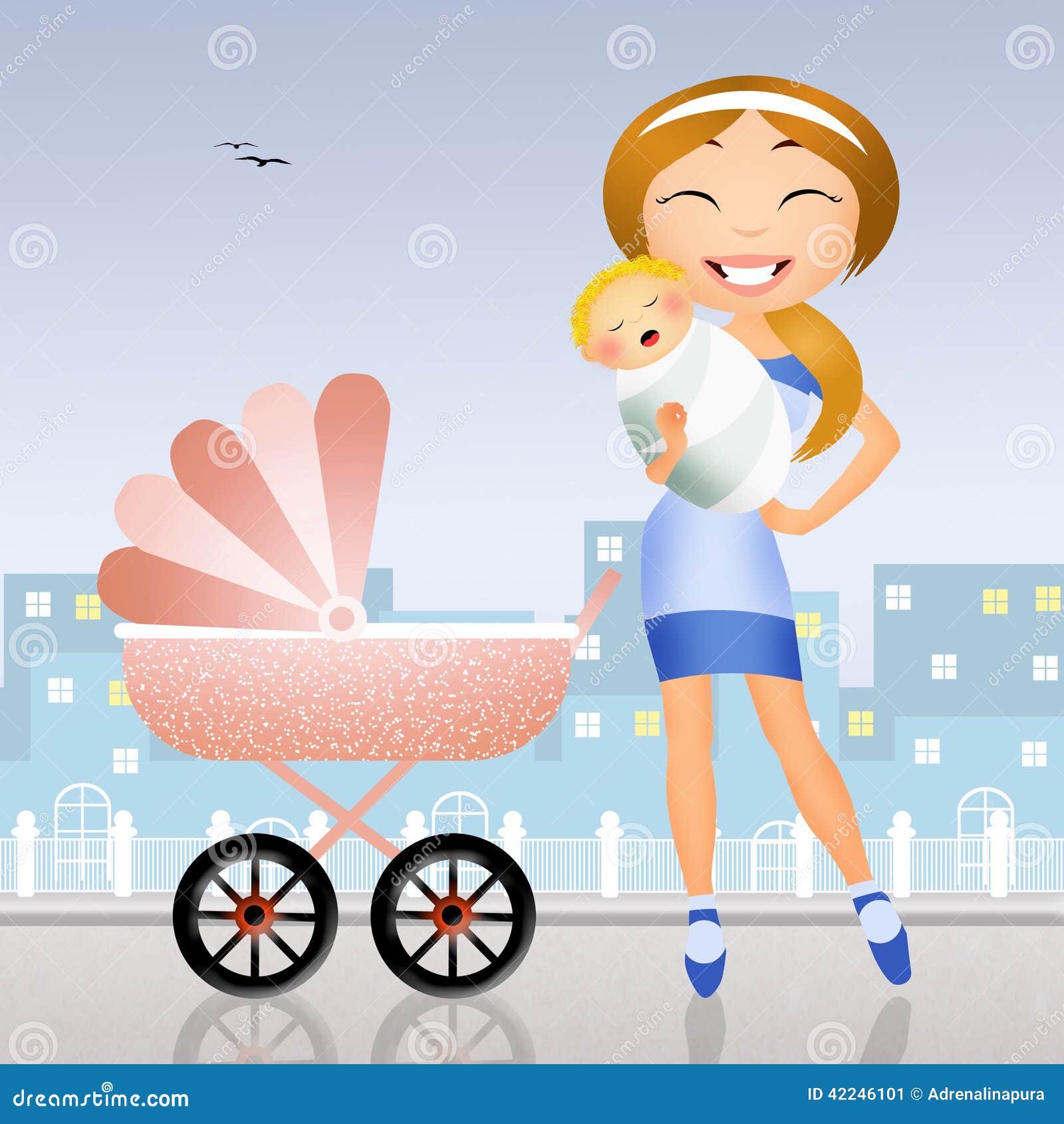 Nanny stock illustration. Illustration of pram, woman - 42246101