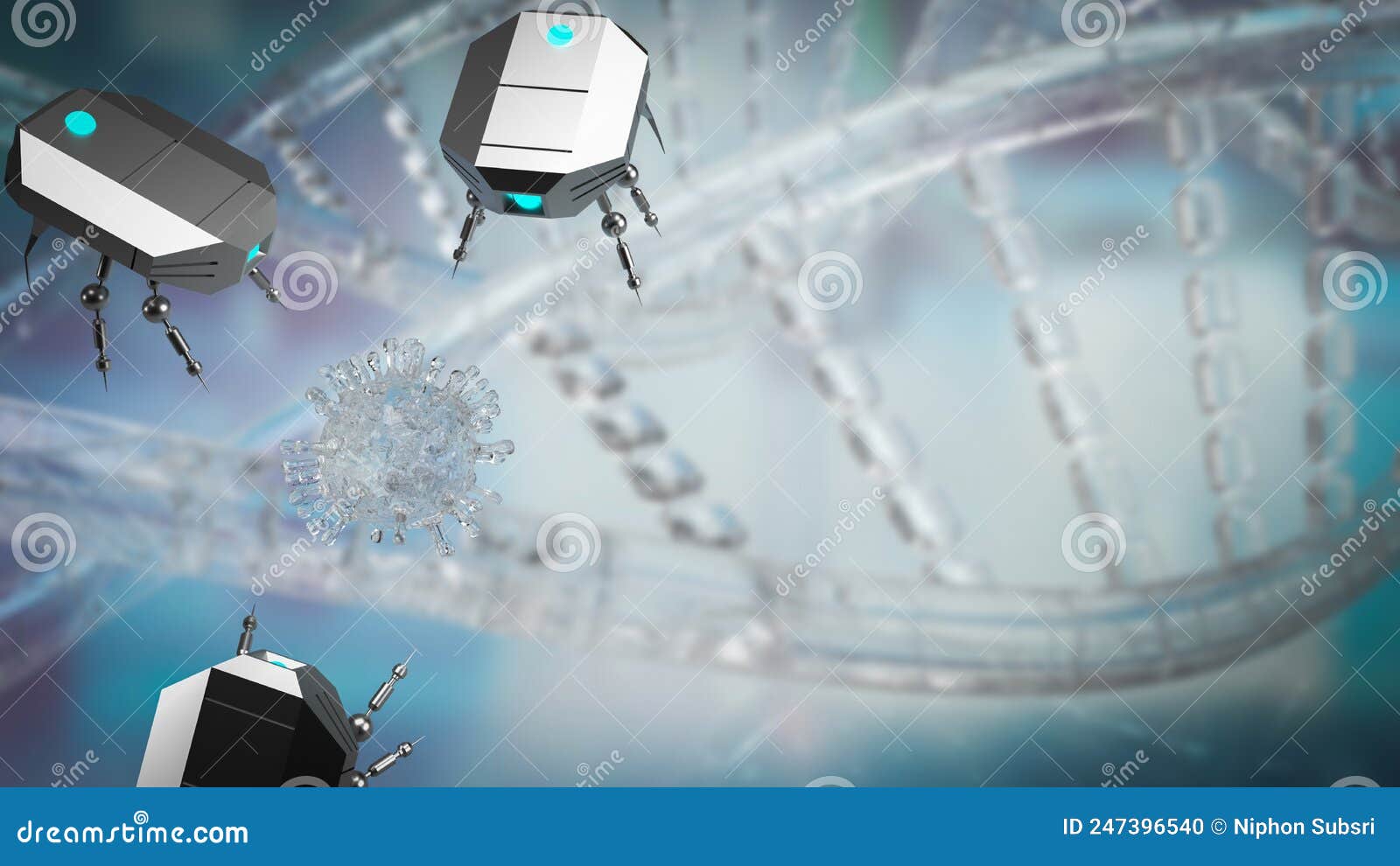 The Nano Bot and Virus for Sci or Technology Concept 3d Rendering Stock ...