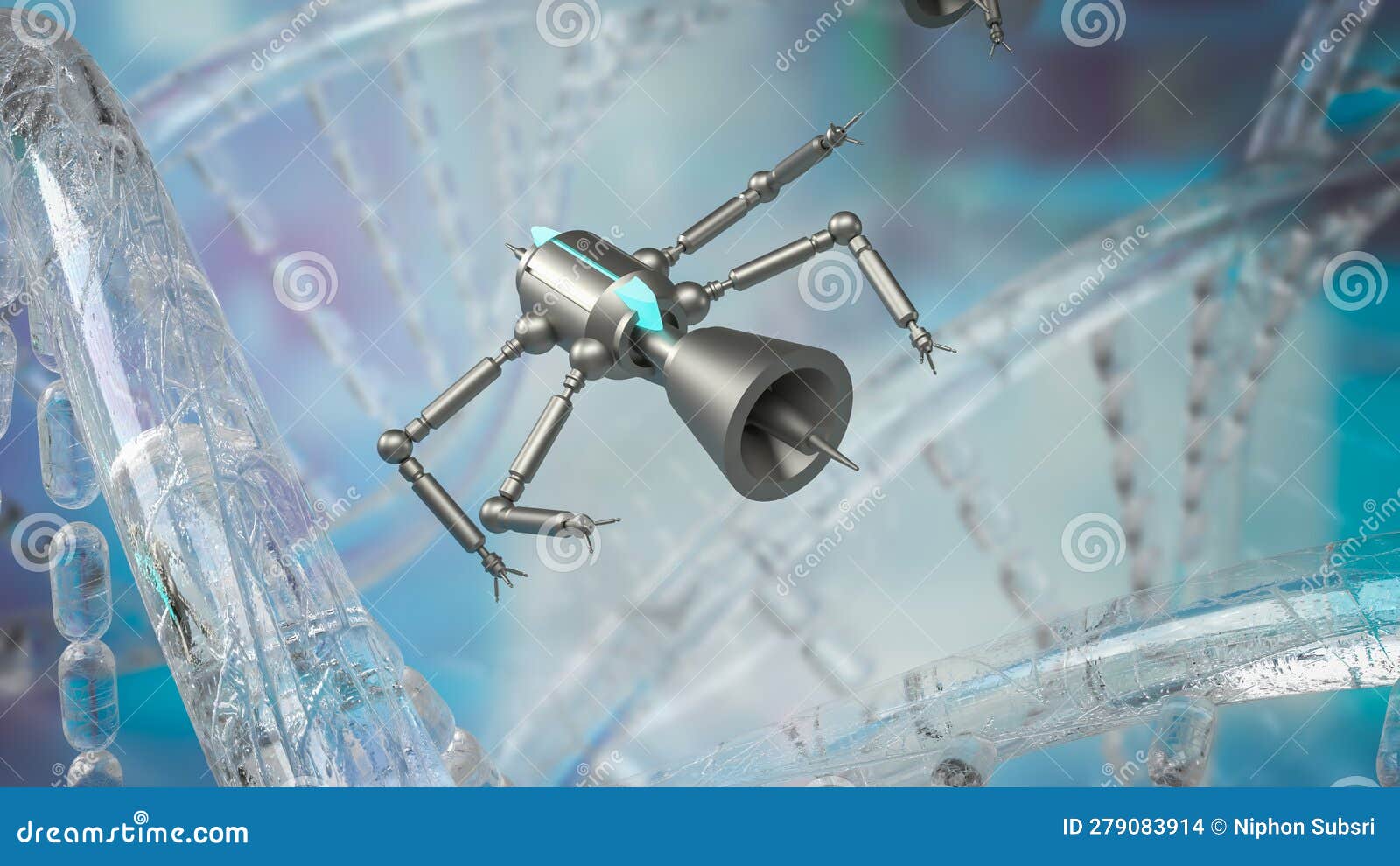 The Nano Bots and Dna for Sci or Technology Concept 3d Rendering Stock ...