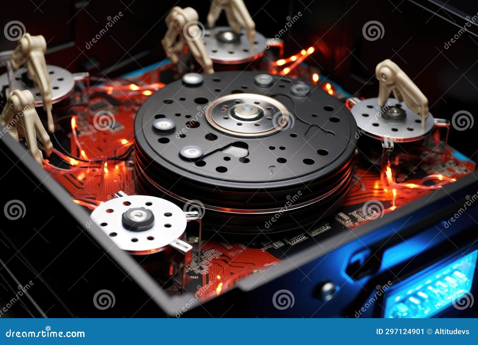 Nano Bots Inside a Computer Hard Drive Stock Image - Image of ...