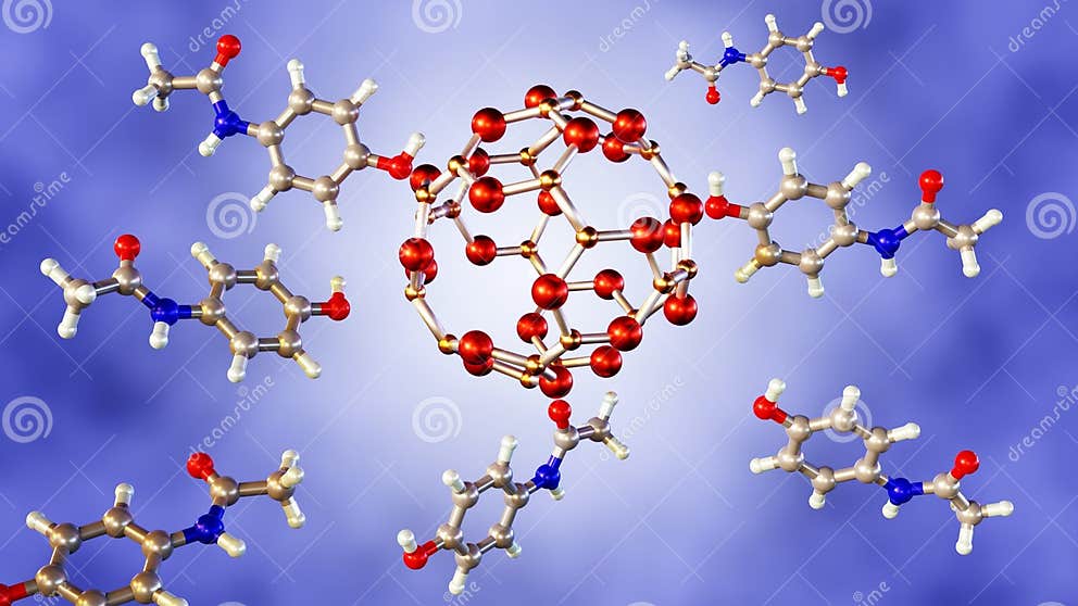 Nano-Cages Bonding with Paracetamol Molecules Stock Illustration ...