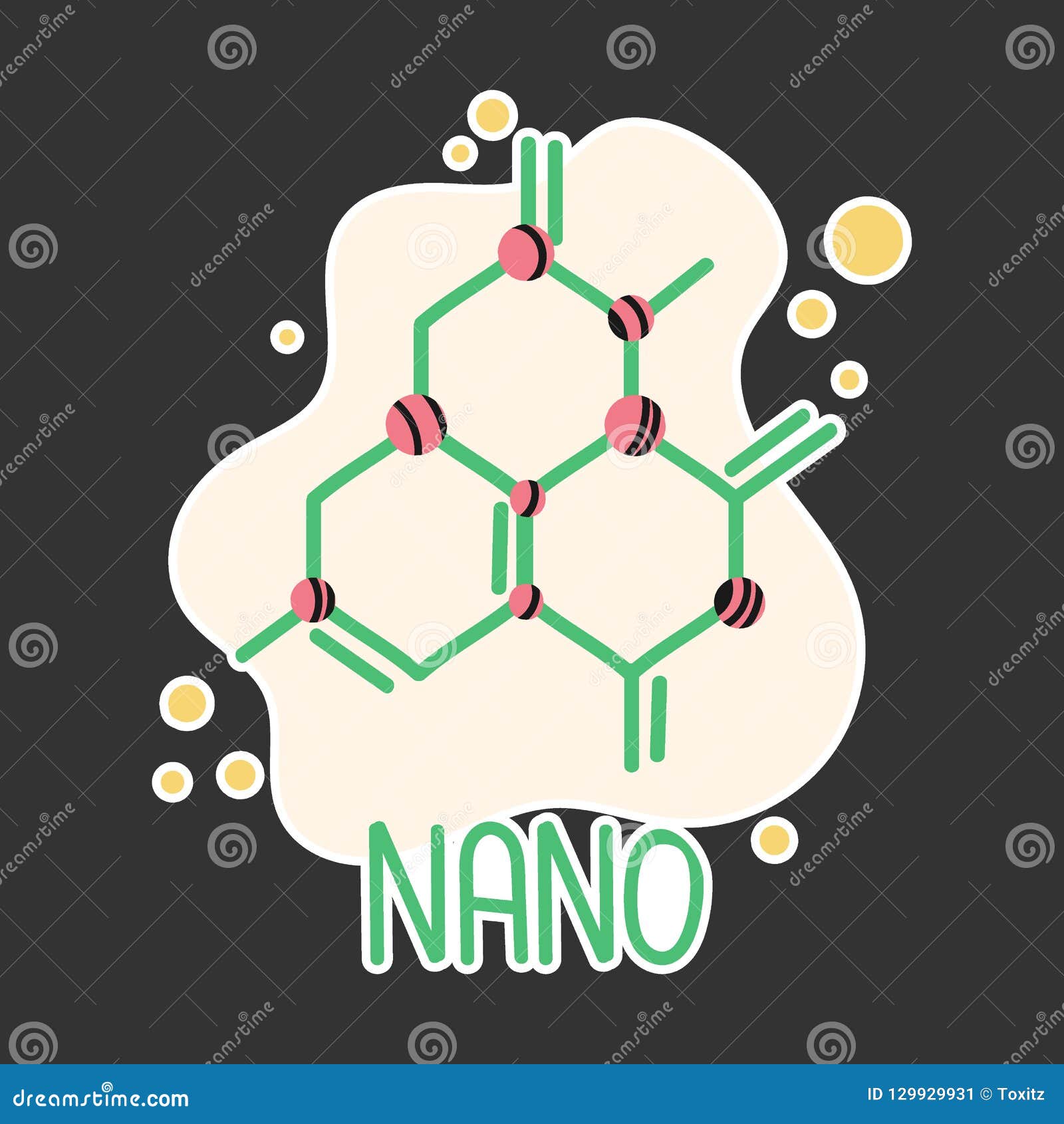 Nano Cell for Medical Design. Hand Drawn Vector on Black Backdrop Stock ...