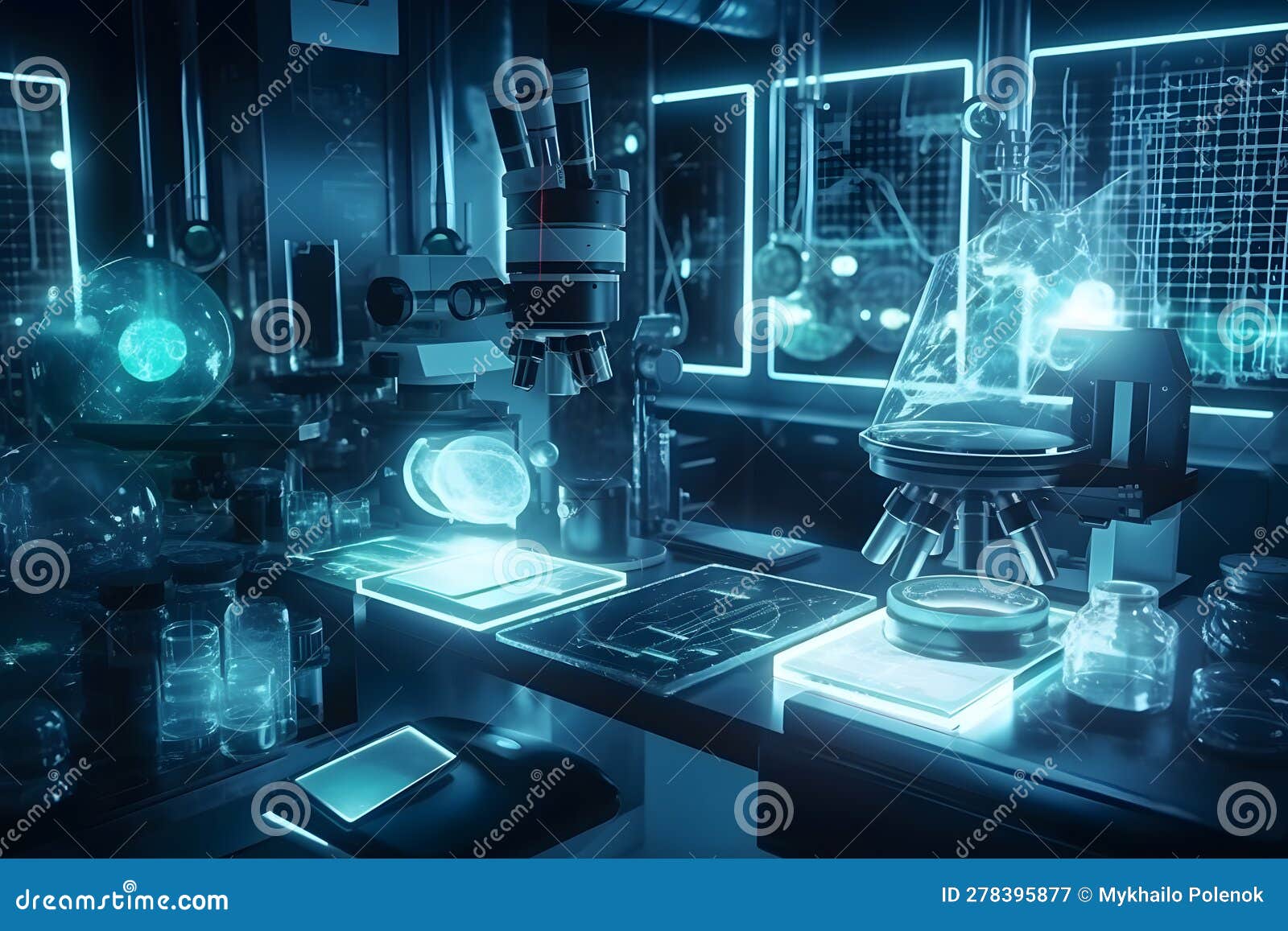 Nano Digital Laboratory. Biotechnology of the Future. Neural Network AI ...